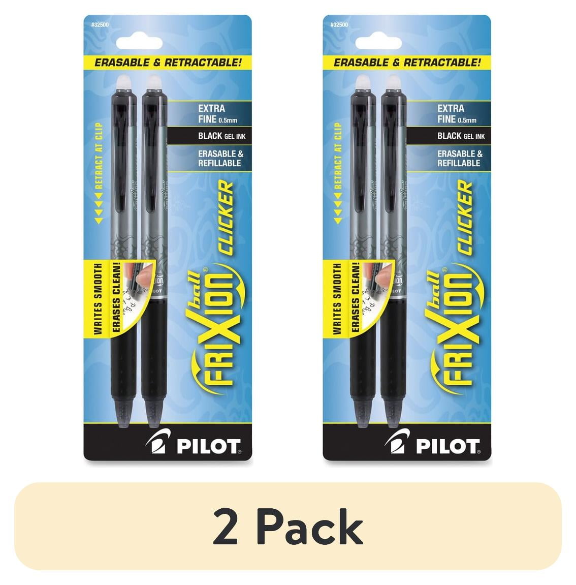 (2 pack) Pilot Retractable Gel Pens Erasable .7mm 2/PK CL Barrel/BK Ink ...