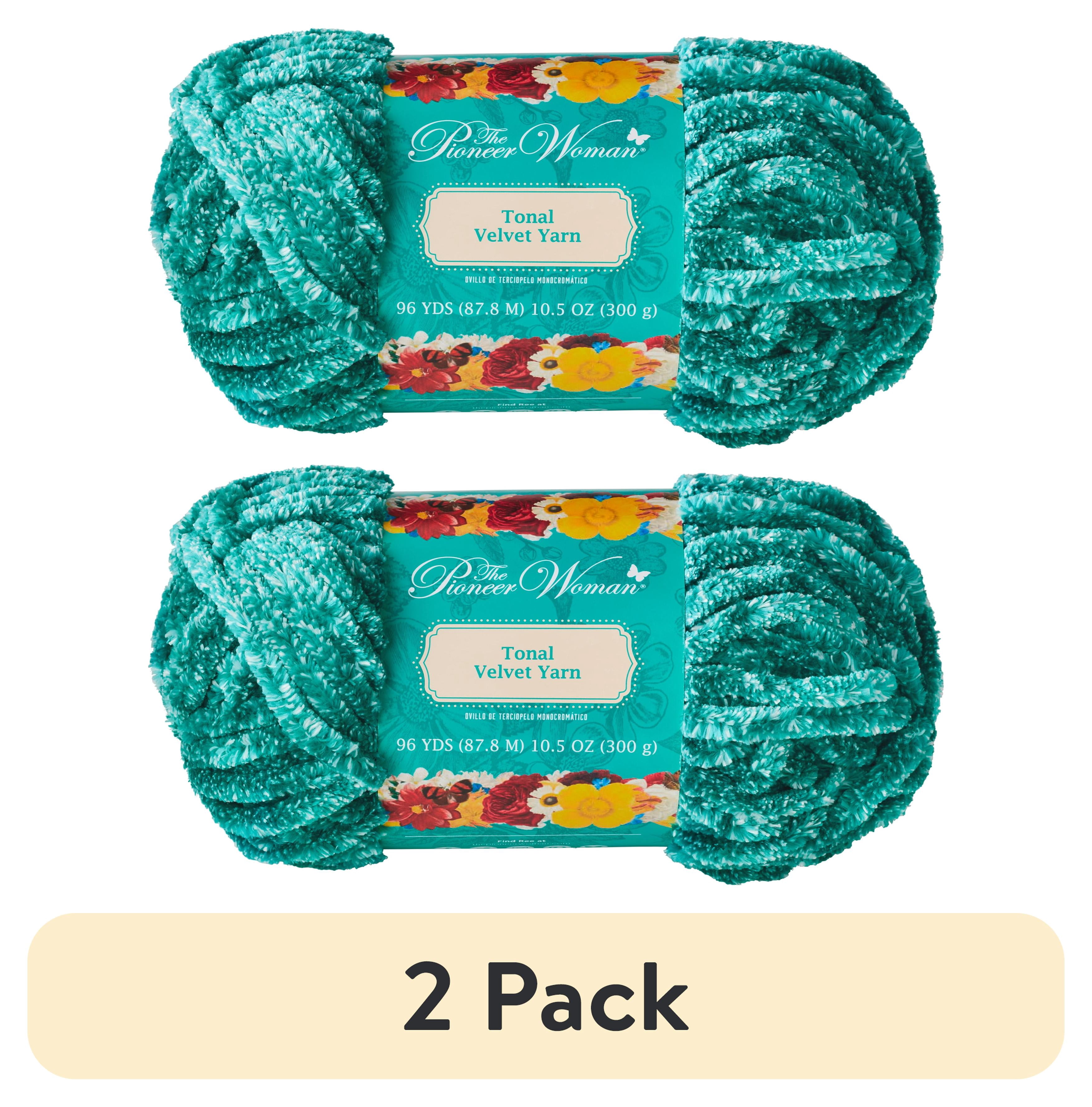 (2 pack) Pioneer Woman 96 yd Super Bulky Tonal Velvet Yarn, 100% ...