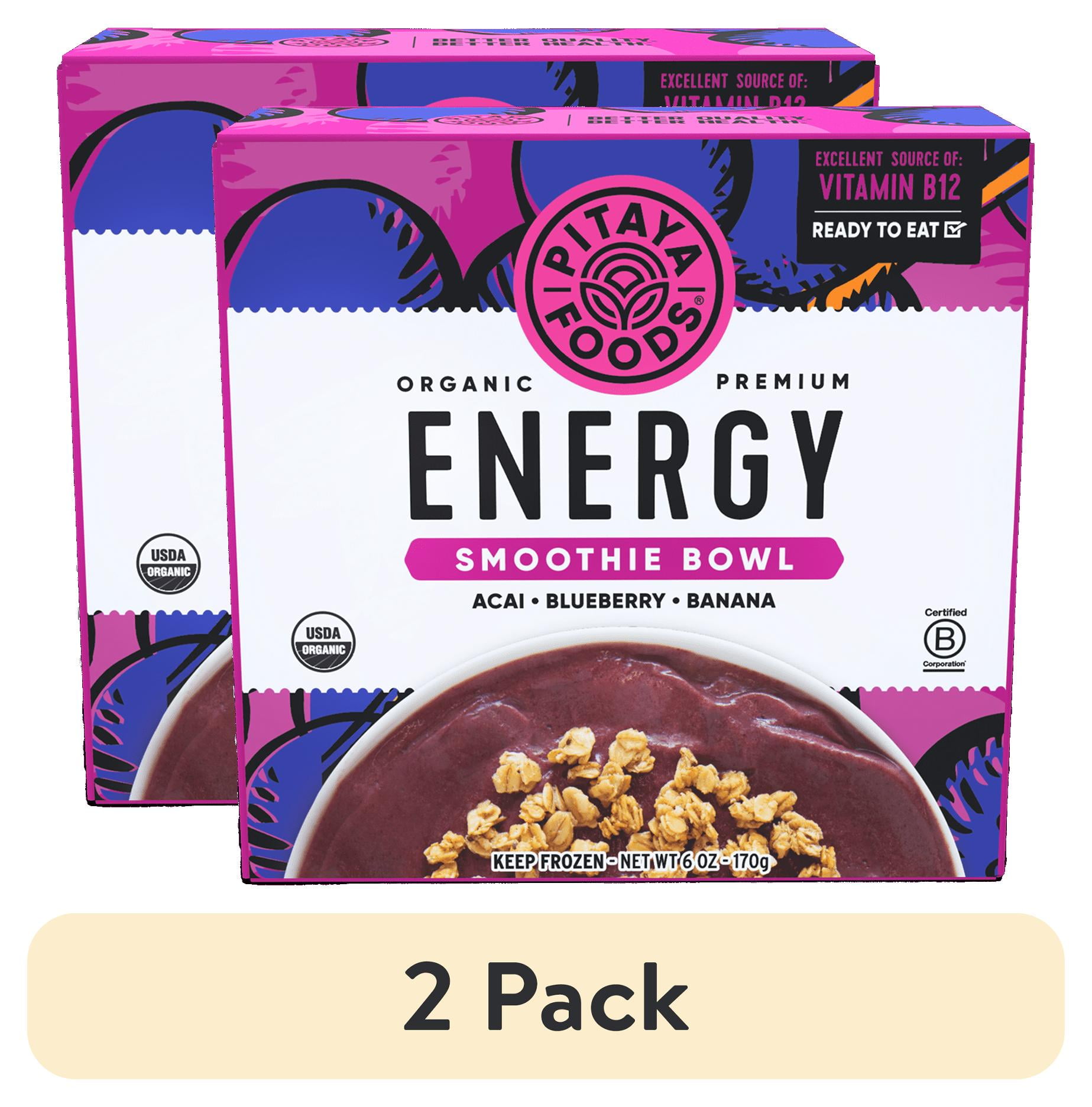 (2 pack) Pitaya Foods Energy Ready-to-Eat Frozen Smoothie Bowl, Acai ...