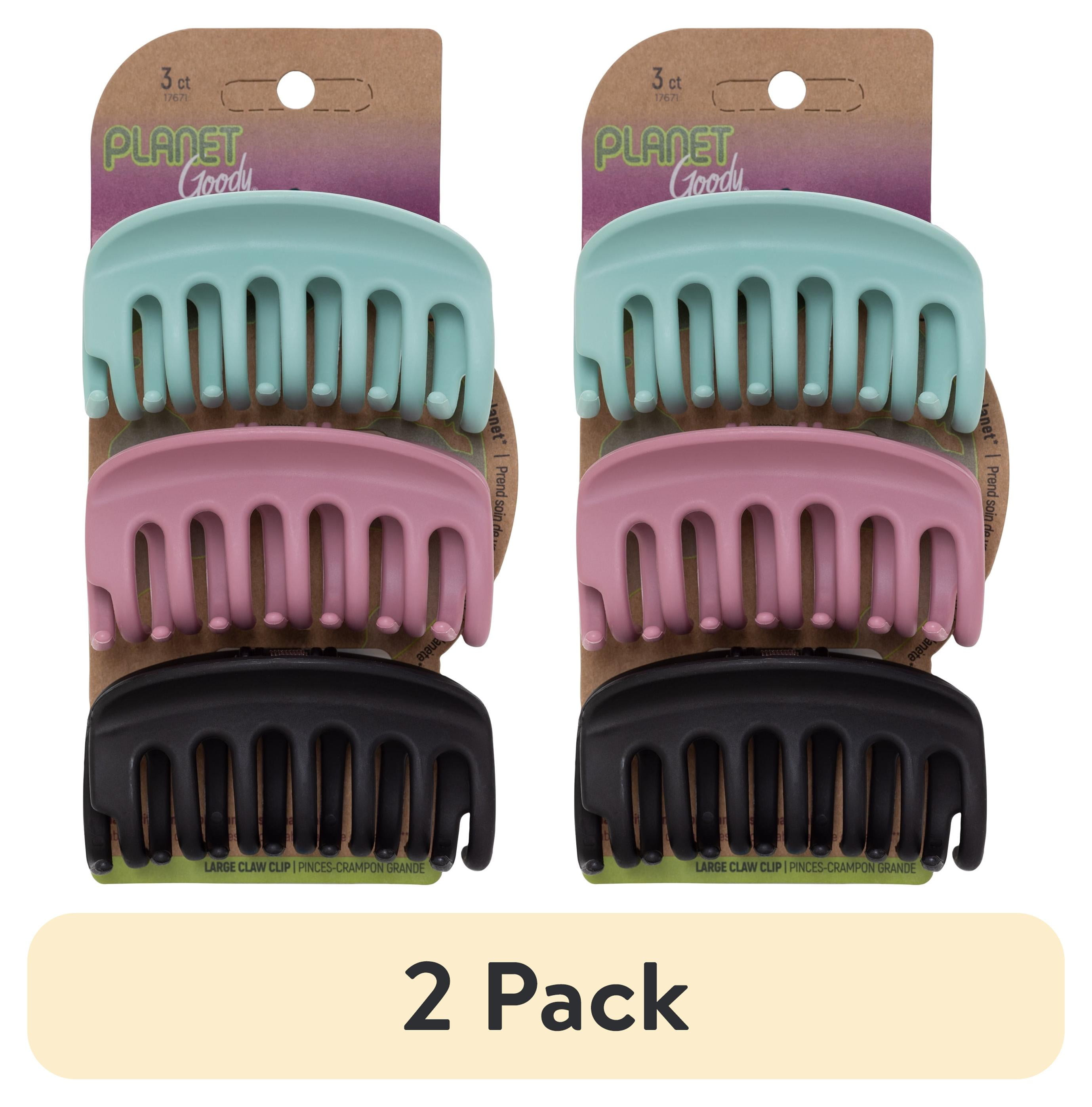(2 pack) Planet Goody Rounded Claw Hair Clips, Pink, Green & Black ...