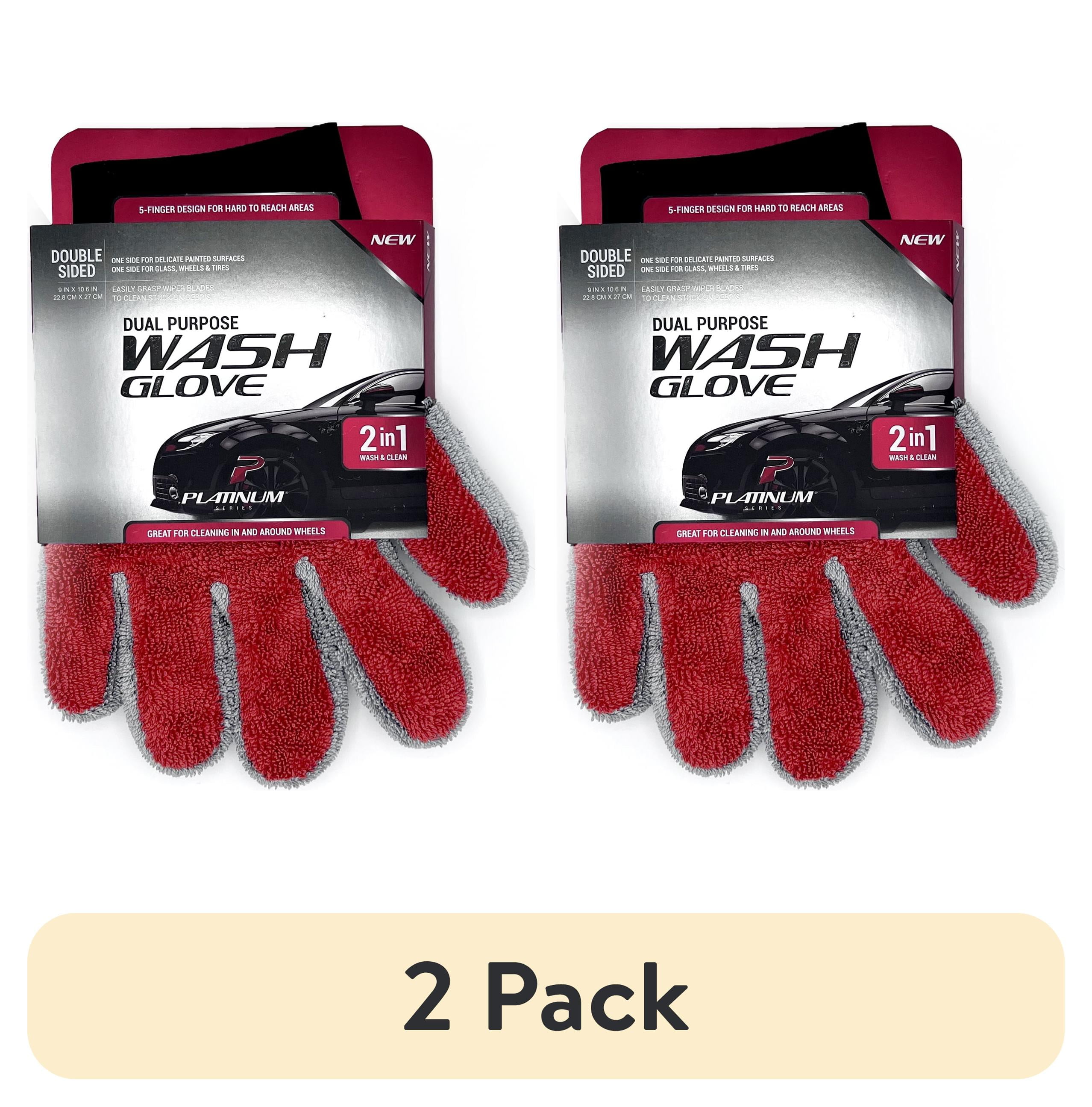 (2 pack) Platinum Series 2-in-1 Microfiber Wheel Cleaning Wash Glove ...