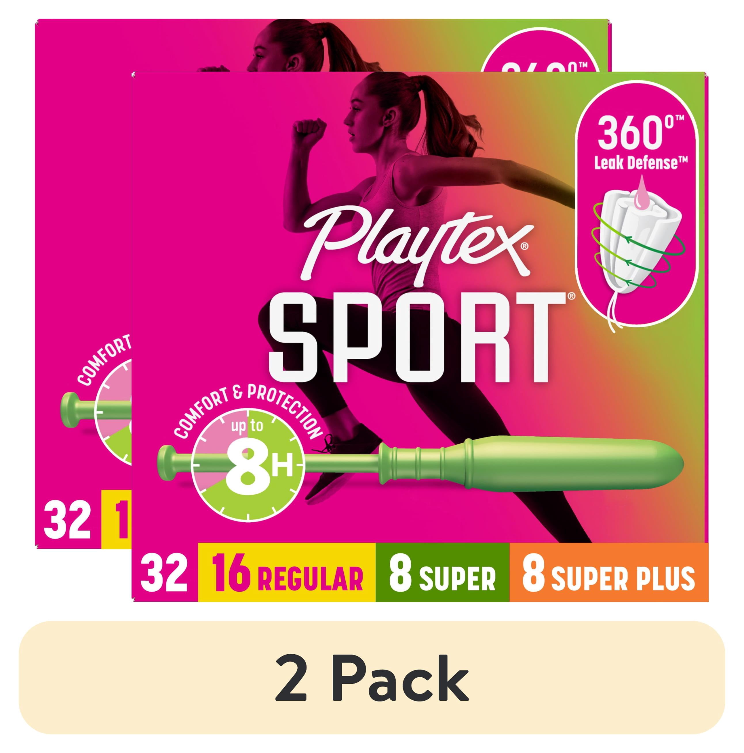 (2 pack) Playtex Sport Tampons, Unscented, Regular/Super/Super Plus ...