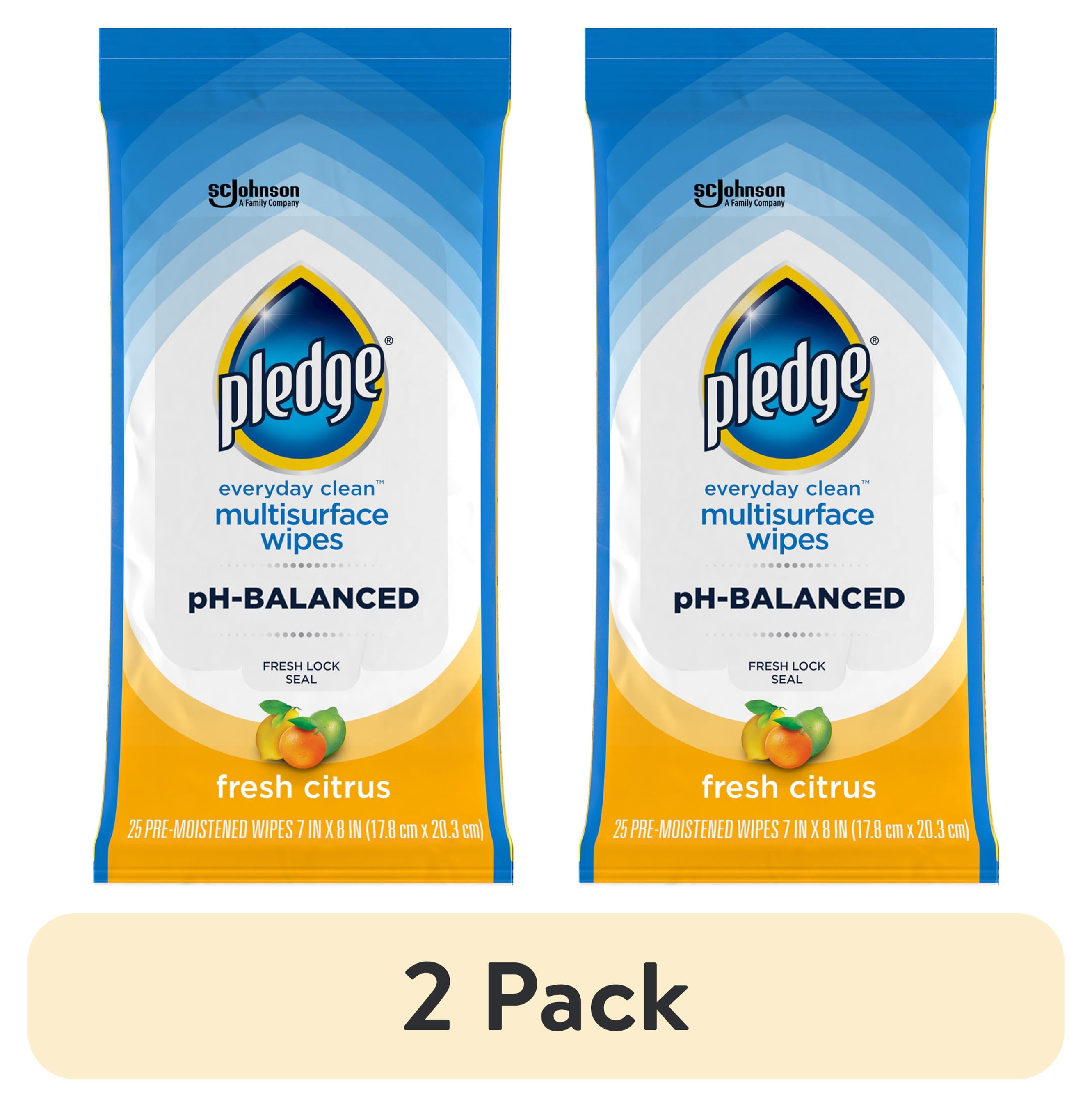 (2 pack) Pledge Multisurface Cleaning Wipes, pH Balanced, Fresh Citrus ...