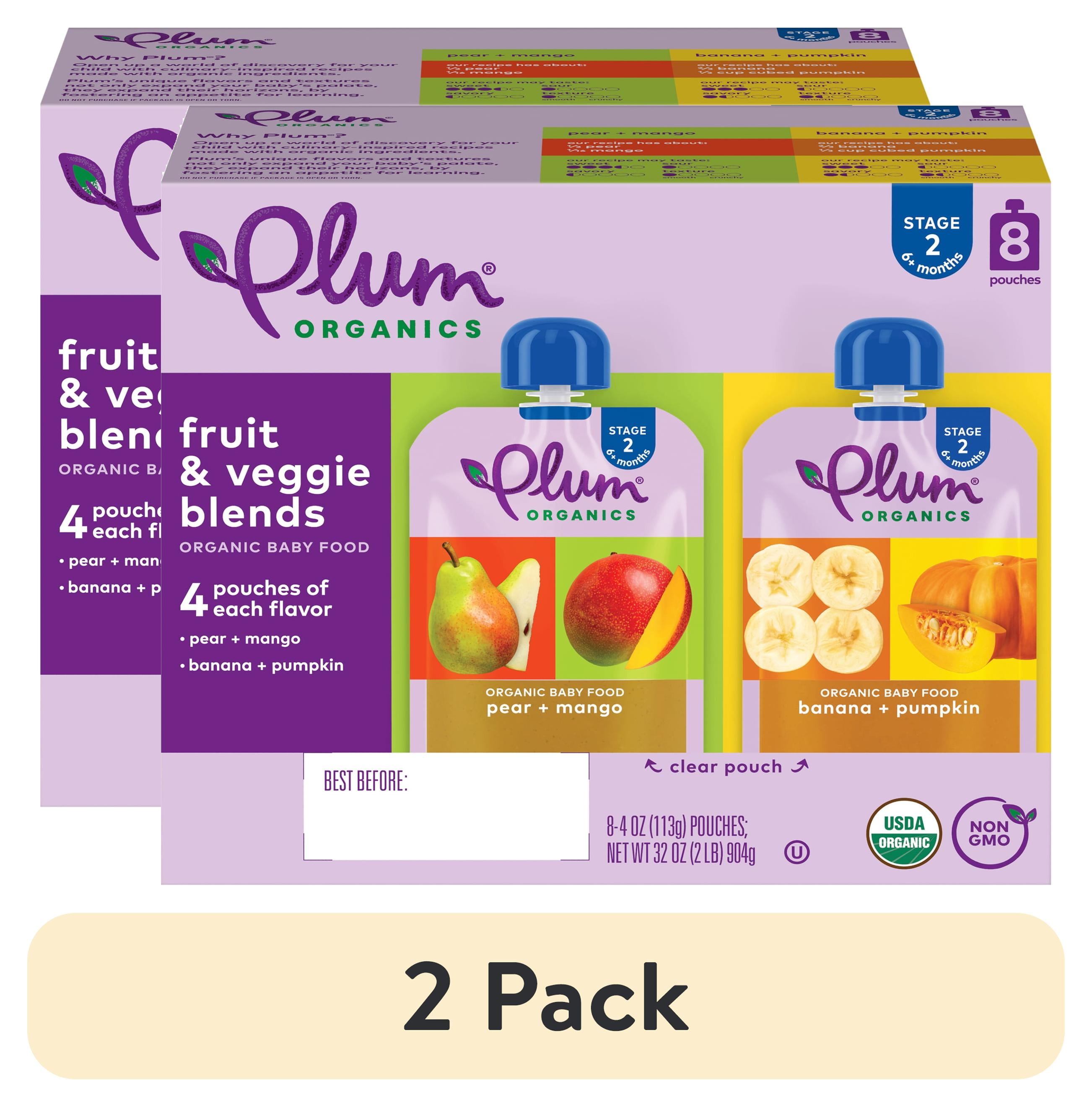 (2 pack) Plum Organics® Stage 2 Fruit & Veggie Blends Organic Baby Food ...