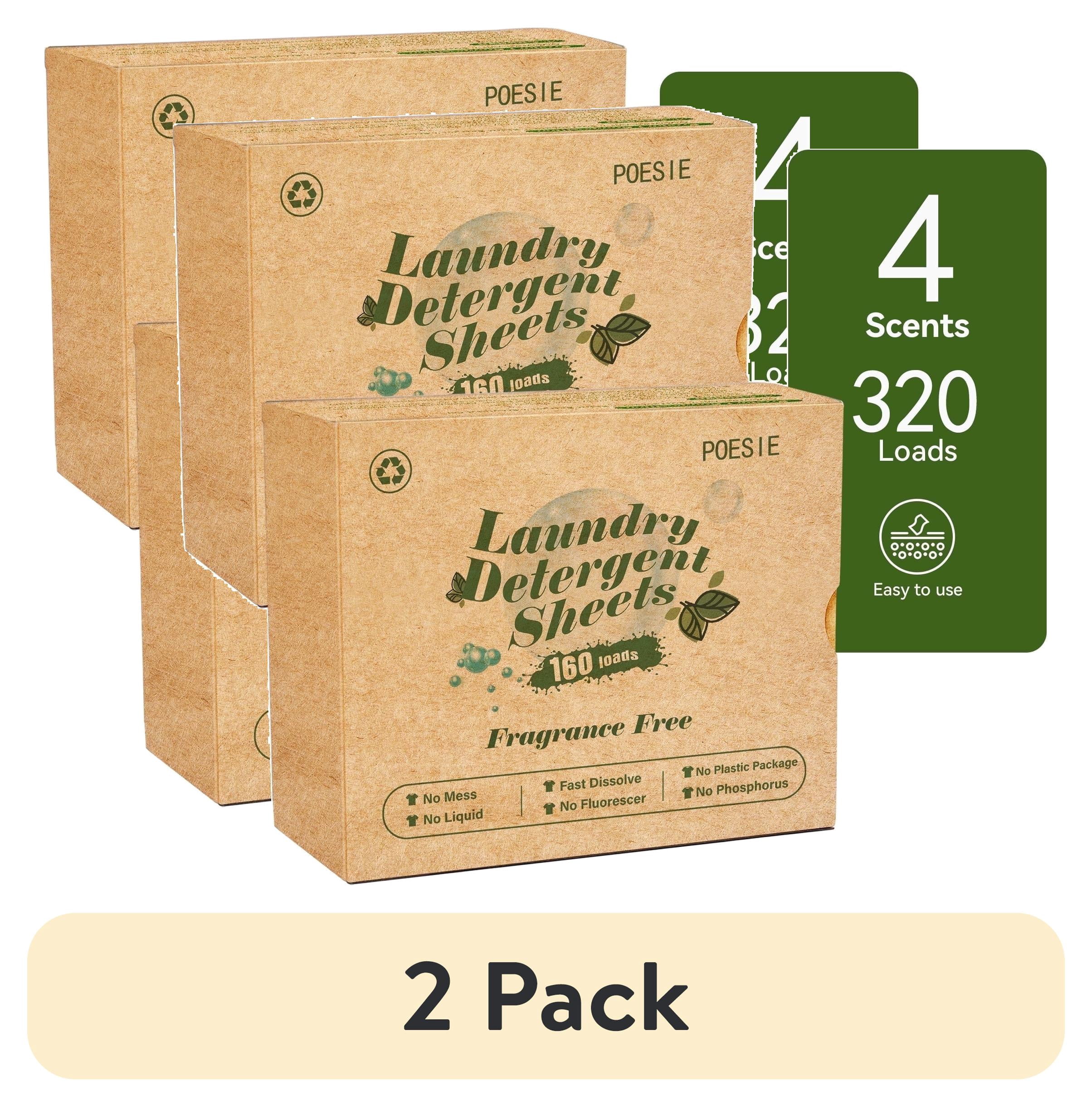 (2 pack) Poesie Laundry Detergent Sheets, Fragrance Free, No Waste, 320 ...