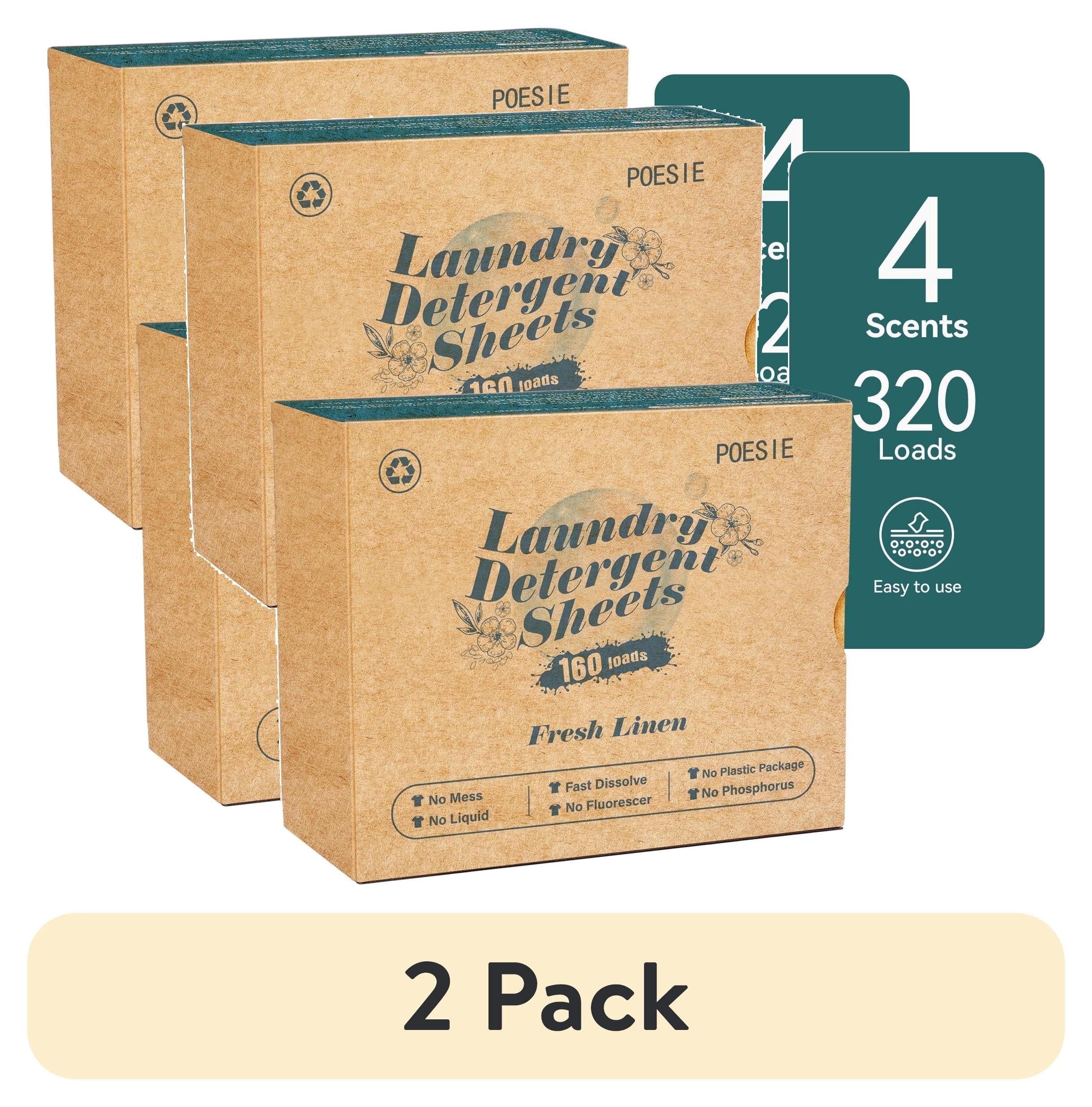 (2 pack) Poesie Laundry Detergent Sheets, Fresh Linen Scent, Liquidless ...