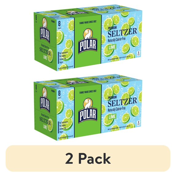 (2 pack) Polar Zero Calorie Lime Sparkling Seltzer Water, 12 fl oz, 8 ...