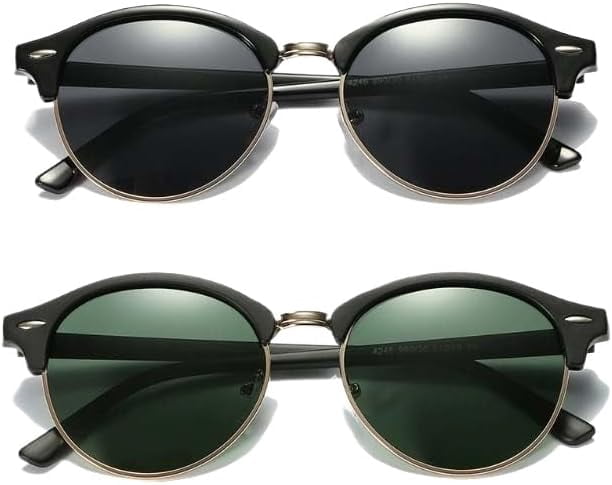 2 pack Polarized Sunglasses for Men and Women Semi-Rimless Frame ...
