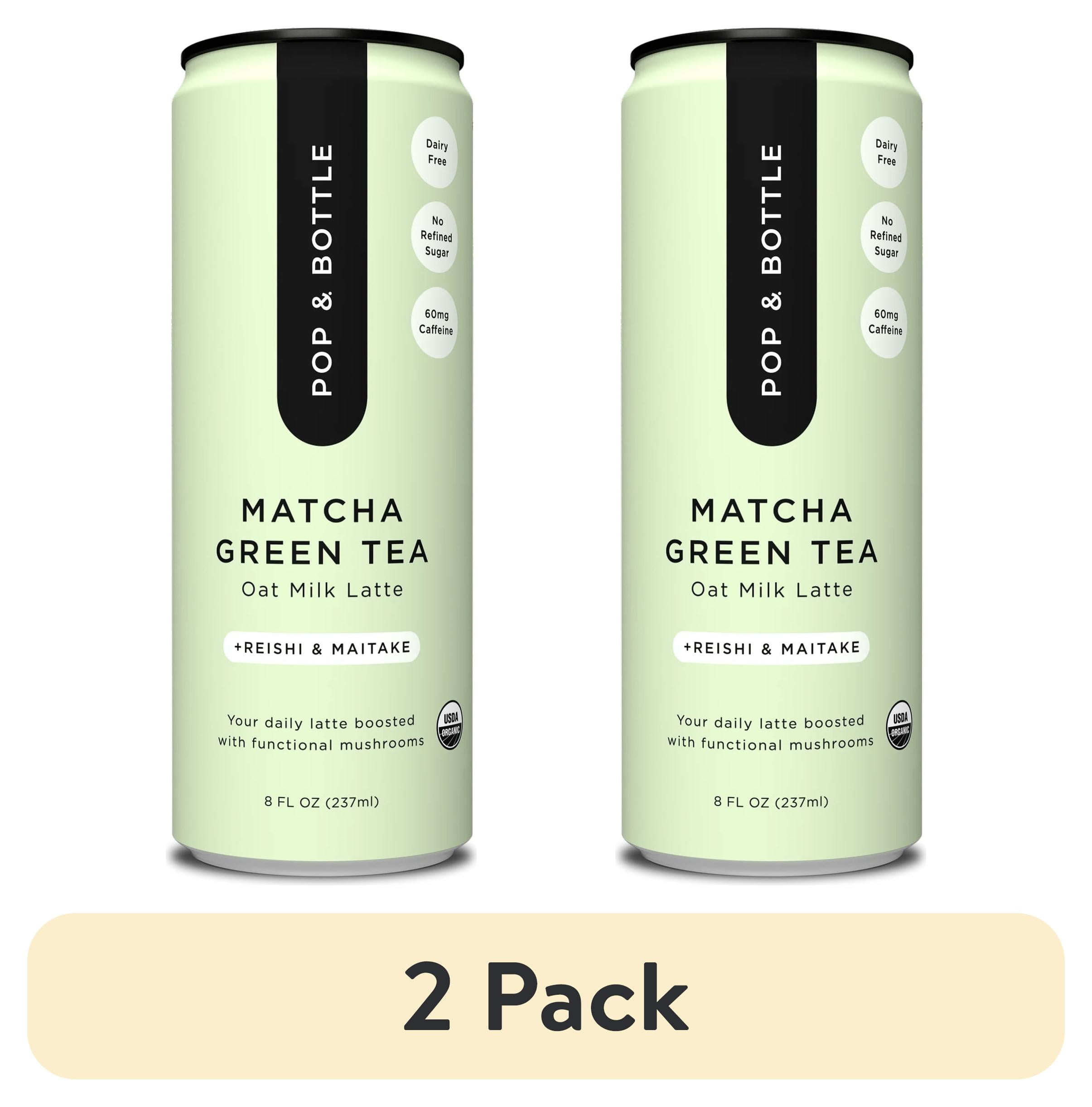 (2 pack) Pop & Bottle Matcha Oat Milk Latte + Reishi & Maitake, Organic ...