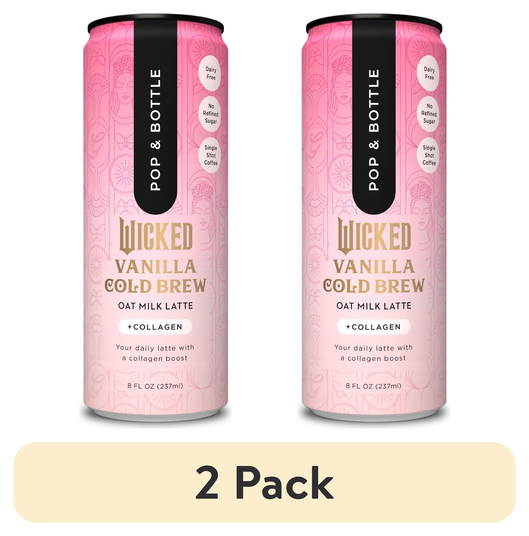 (2 pack) Pop & Bottle Vanilla Oat Milk Latte + Collagen, Organic, Shelf ...