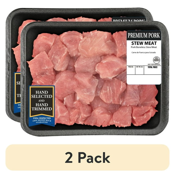 (2 pack) Pork Stew Meat Boneless, 0.9 - 2.0 lb Tray - Walmart.com