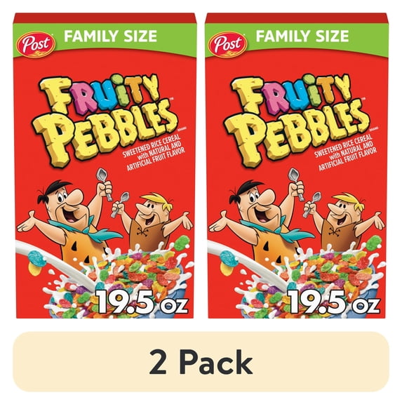 (2 pack) Post Fruity PEBBLES Breakfast Cereal, Gluten Free, Family Size ...