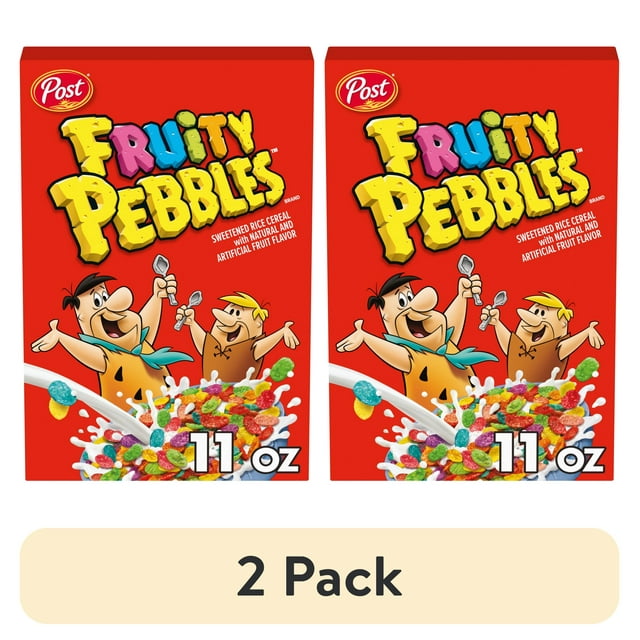 (2 pack) Post Fruity PEBBLES Cereal, Gluten-Free, 10 Vitamins/Minerals ...