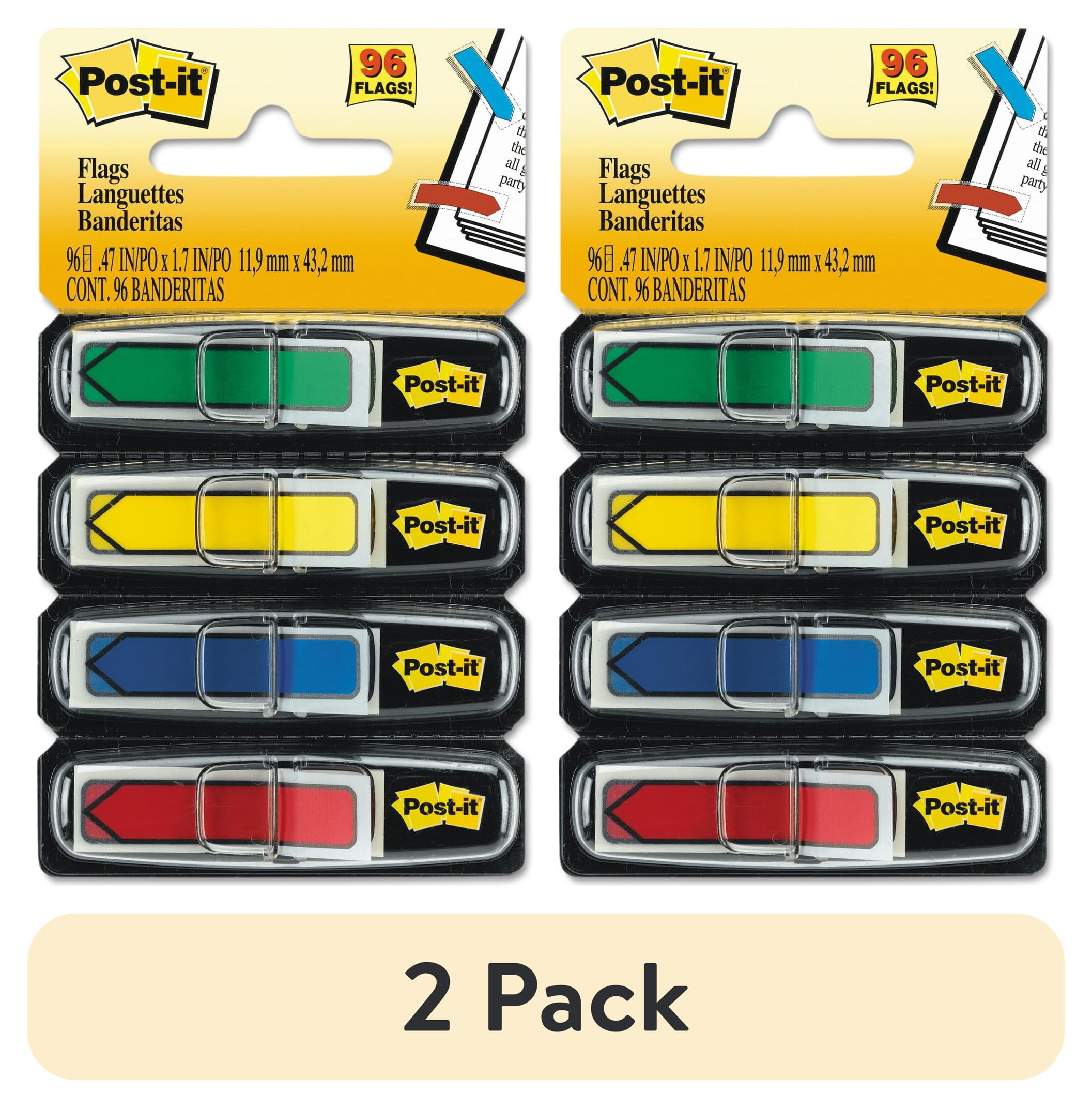 (2 pack) Post-It Arrow Flags, Assorted Primary Colors, .47 in. Wide, 24 ...