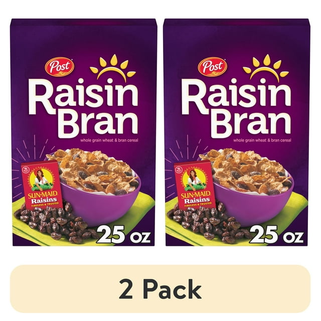 (2 pack) Post Raisin Bran Crunchy Cereal, Bran Flakes Breakfast Cereal ...