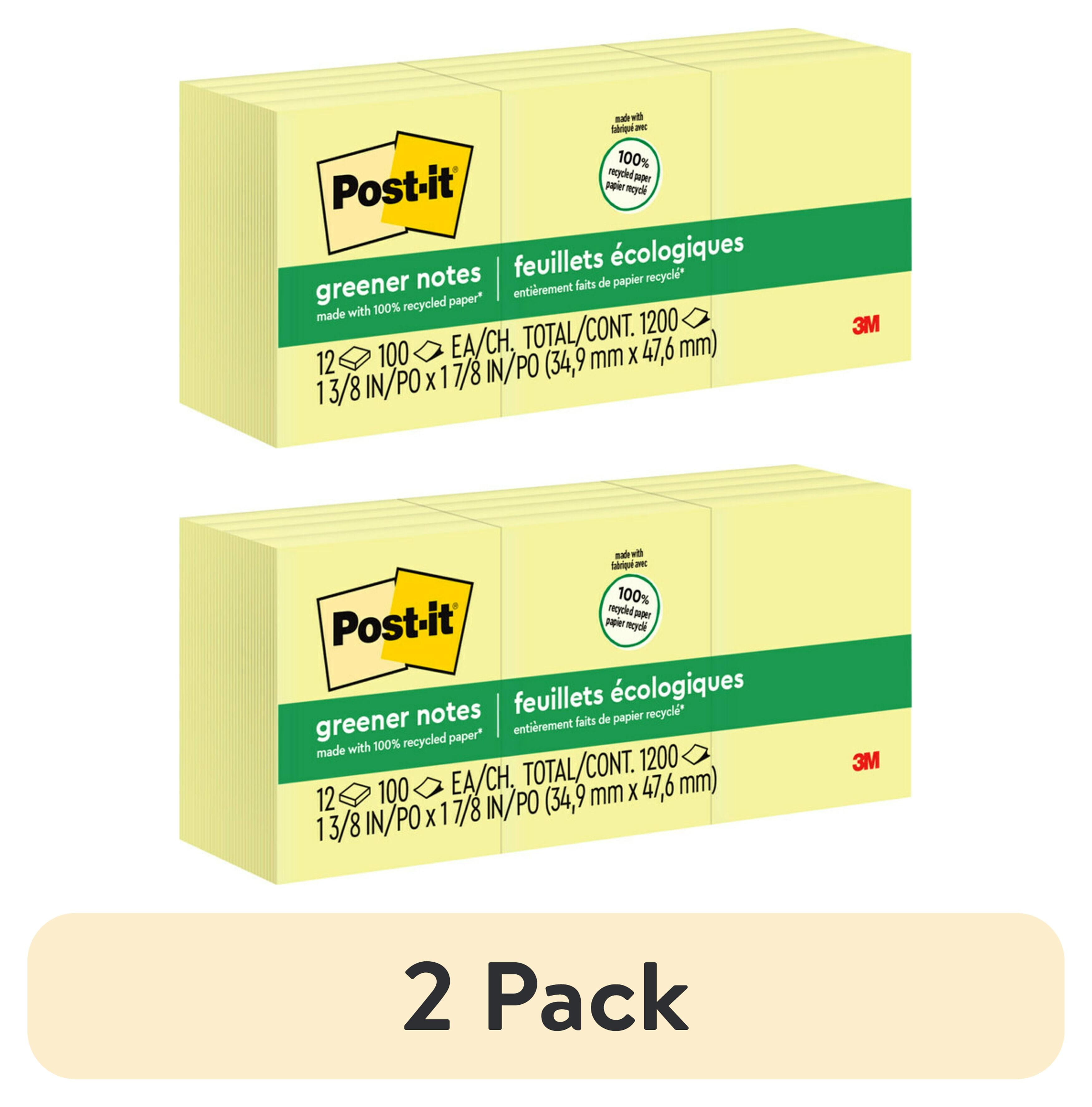 (2 pack) Post-it® Greener Notes, 1 3/8 in. x 1 7/8 in., Canary Yellow ...