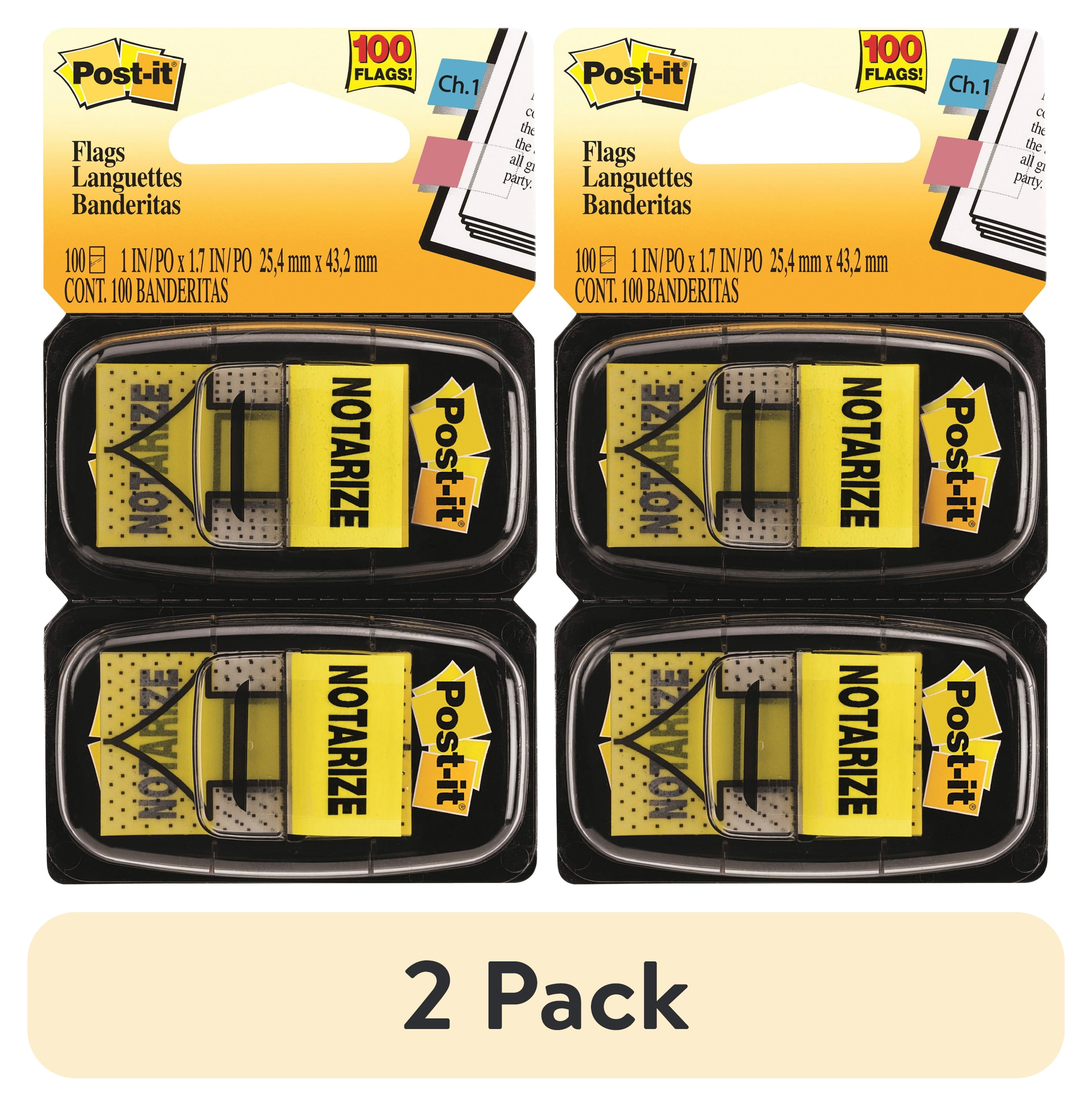 (2 pack) Post-it Message Flags, "Notarize", Yellow, 1 in. Wide, 50/Dispenser, 2 Dispensers/Pack ...