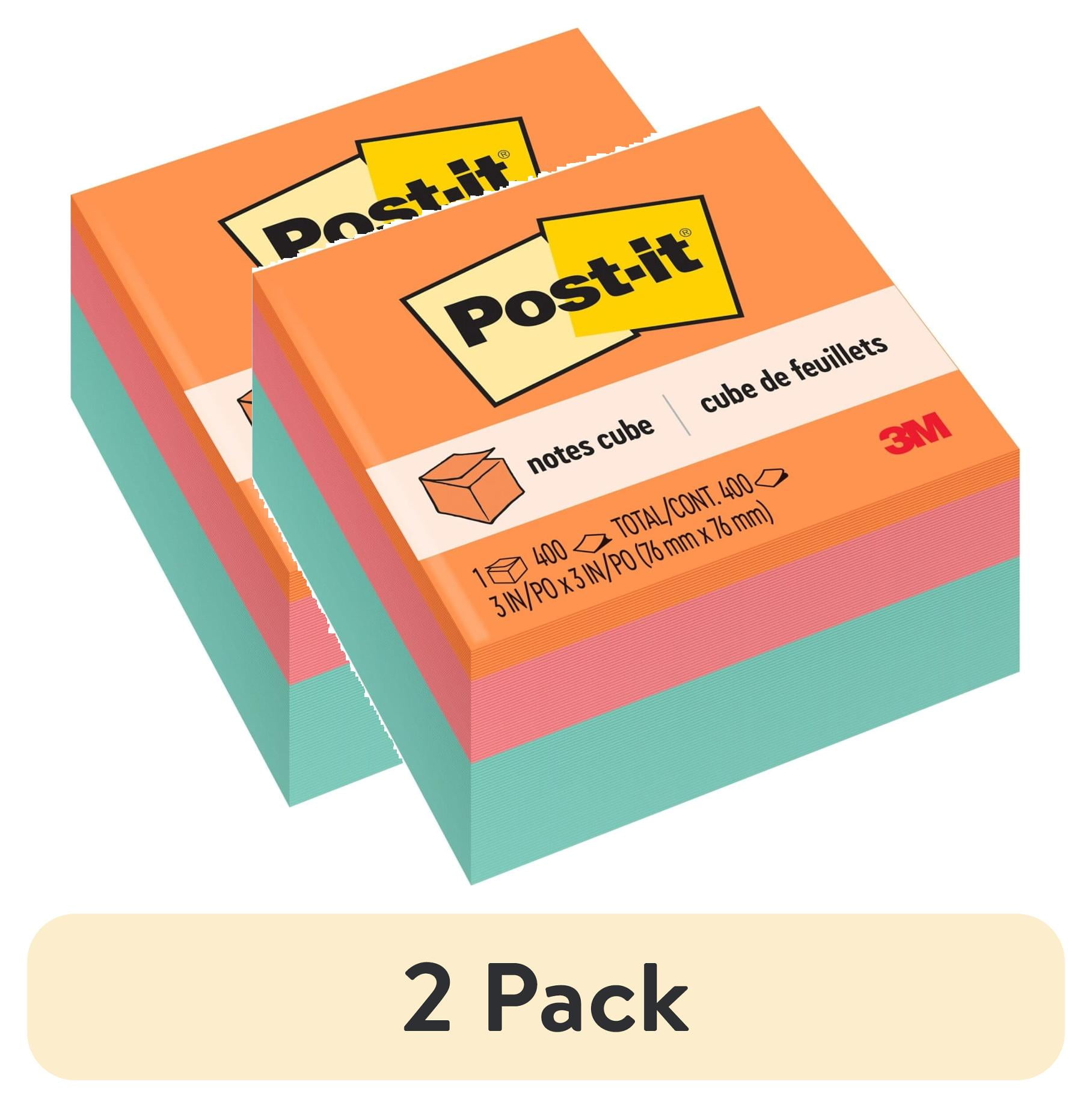 (2 pack) Post-it Notes Cube, 3 in x 3 in, Aqua Wave, 1 Cube - Walmart.com