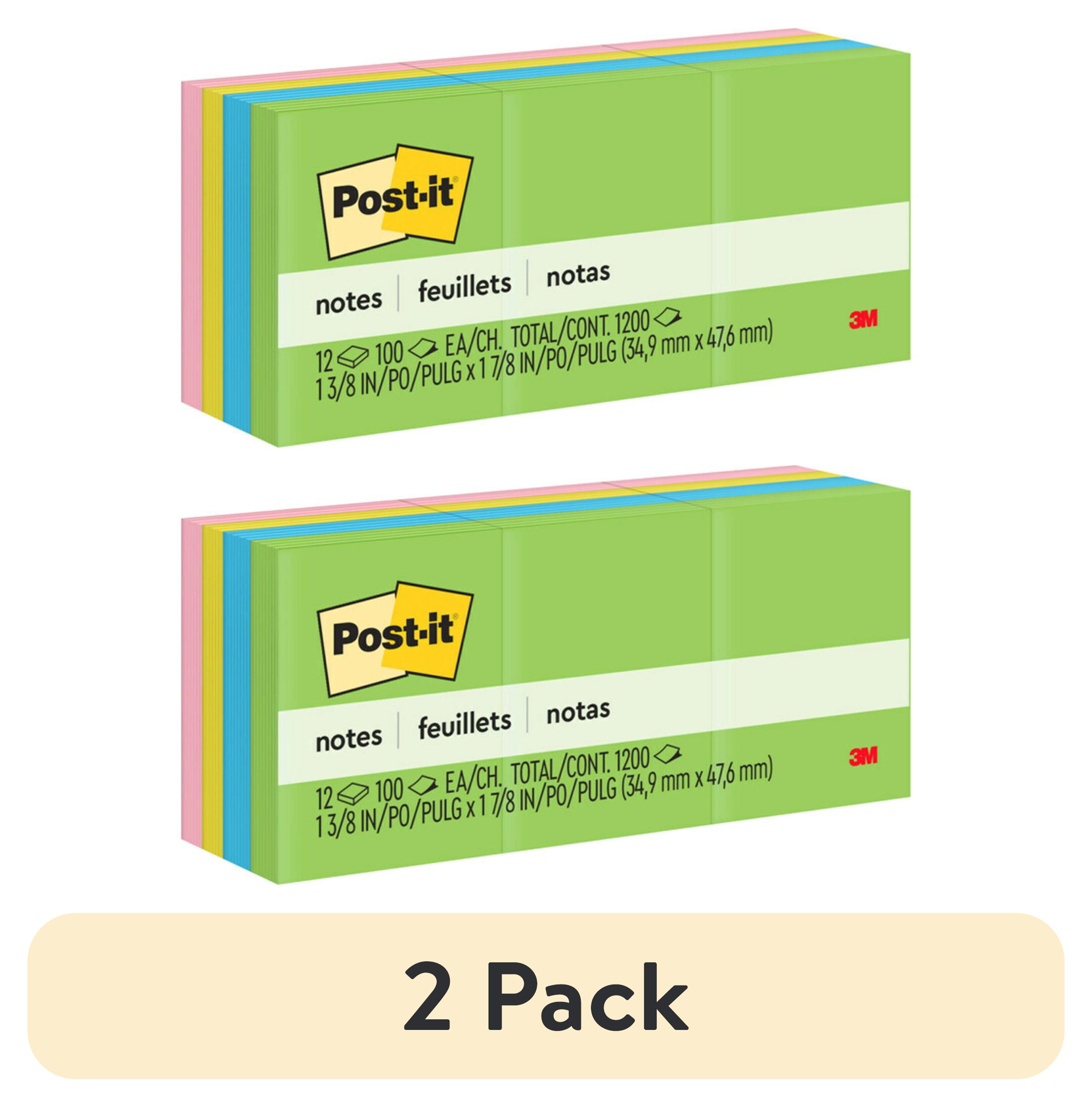 (2 pack) Post-it Original Sticky Notes 12 Pack, 1.5in. x 2in., Jaipur ...
