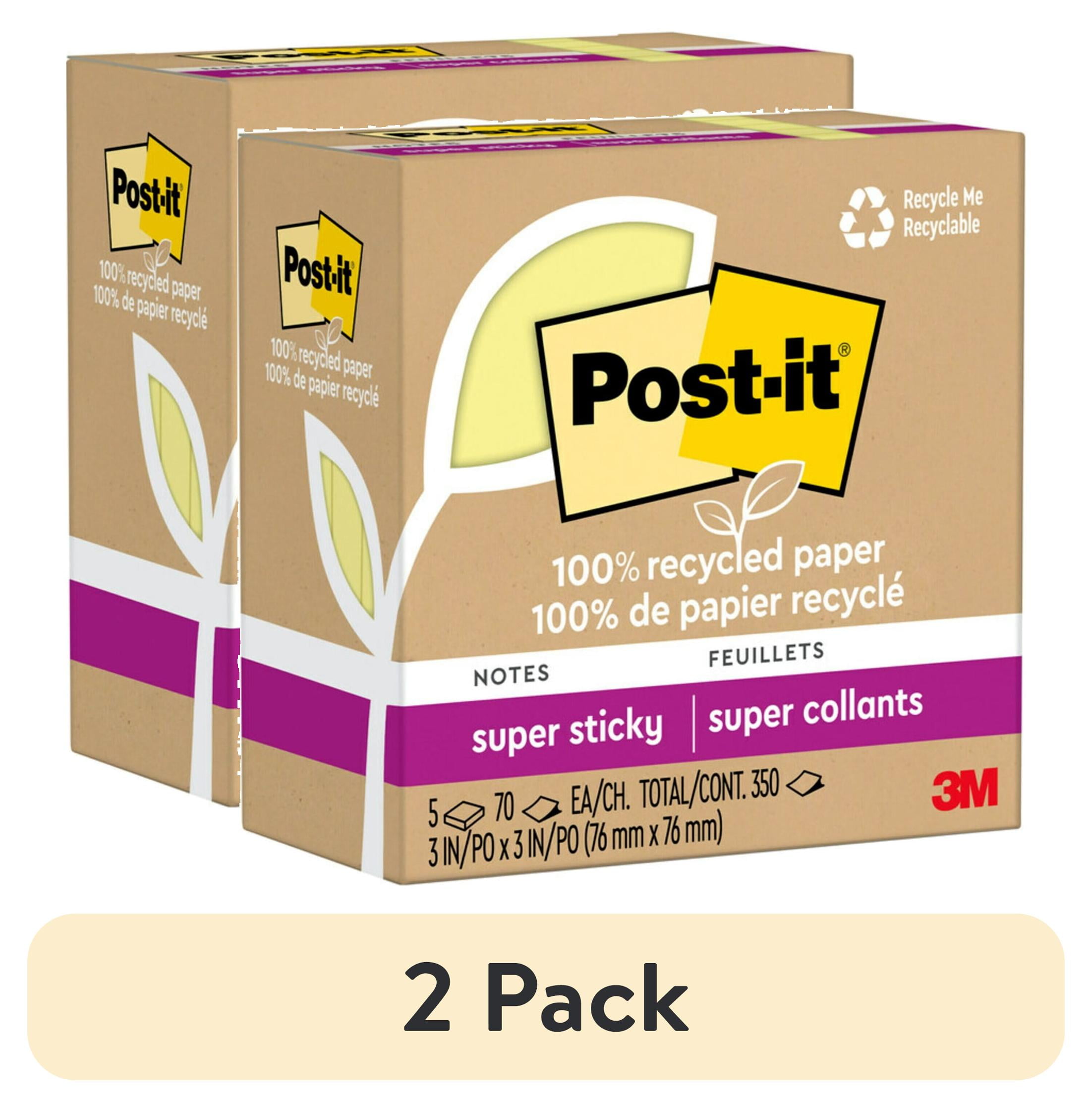 (2 pack) Post-it Recycled Super Sticky Notes Made with 100% Recycled ...