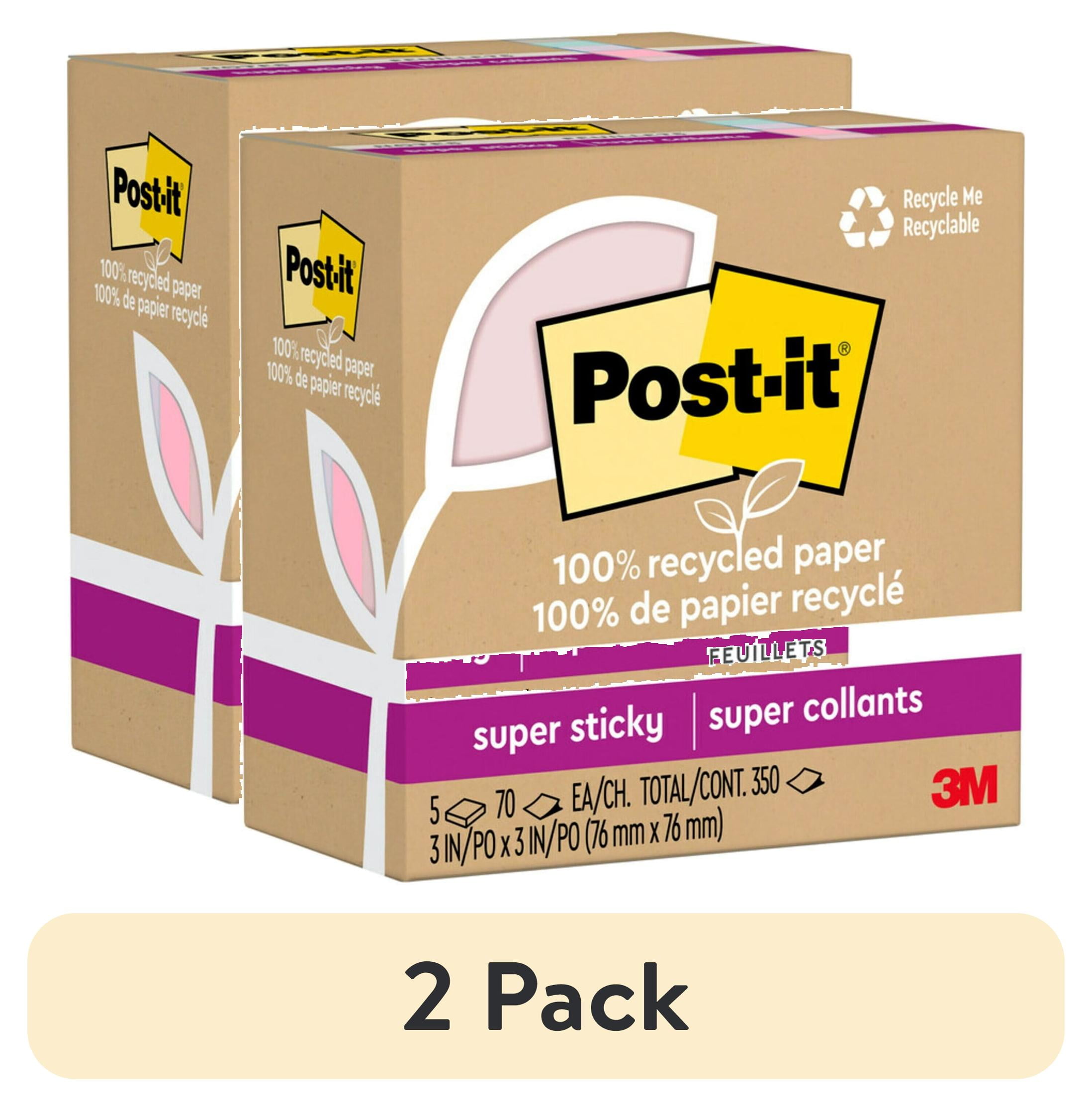 (2 pack) Post-it Recycled Super Sticky Notes Made with 100% Recycled ...