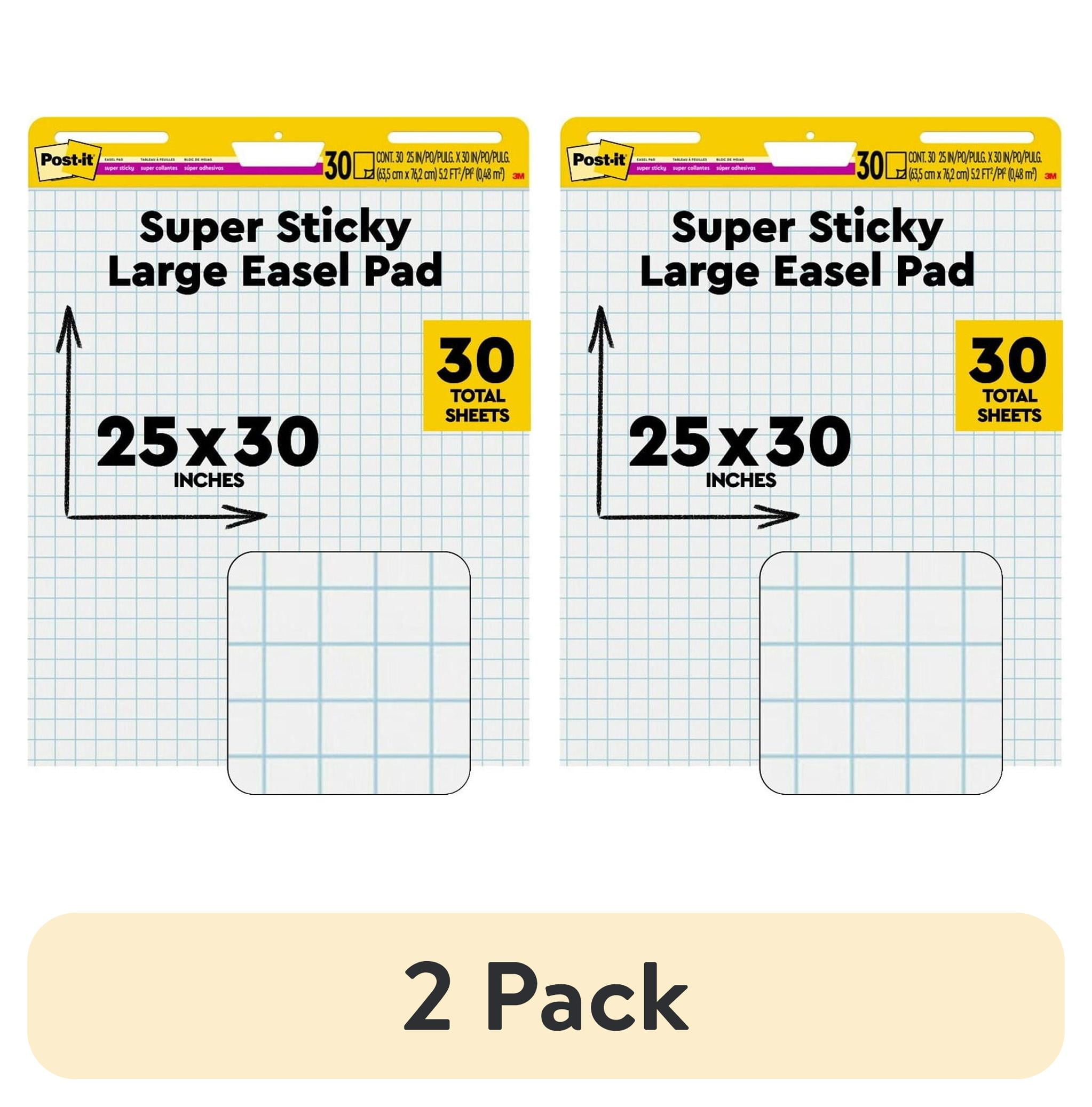 (2 pack) Post-it Super Sticky Easel Pad, White, 1" Grid Lines, 25 in. x ...
