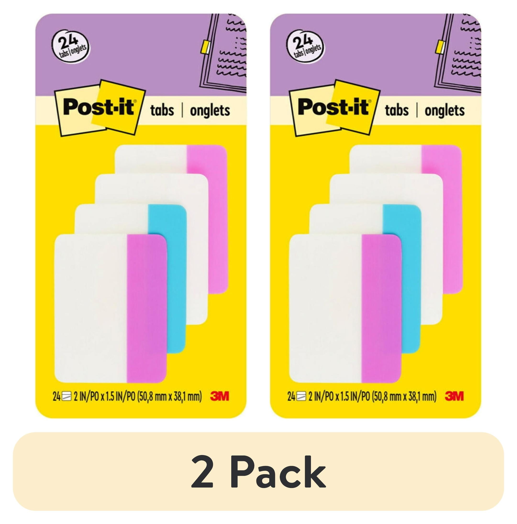 (2 pack) Post-it Tabs File Tabs, 2 x 1 1/2, Assorted Pastel, 24/Pack ...