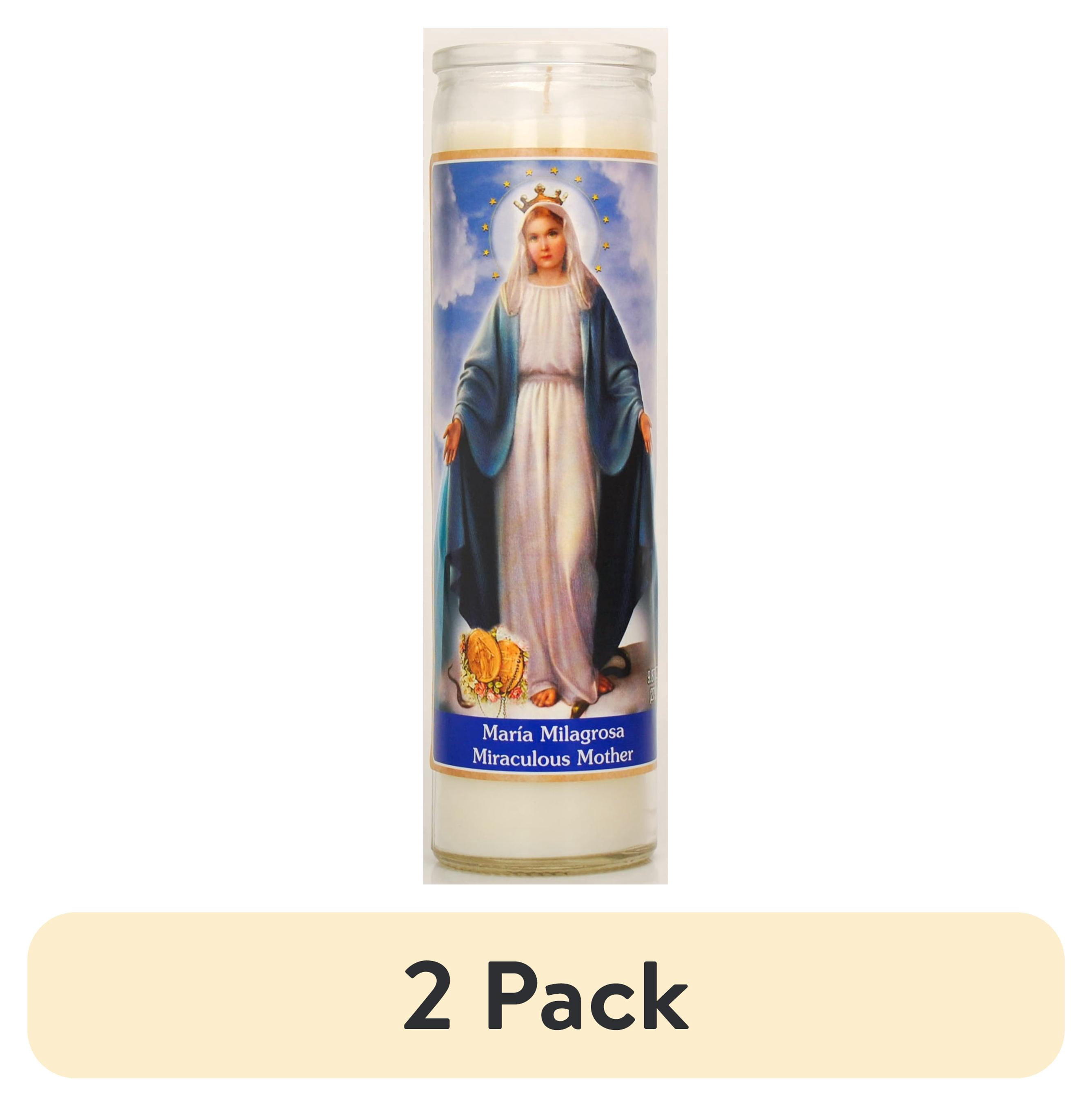 (2 pack) Prayer Candle Maria Milagrosa White Wax, 8 Inch - Walmart.com