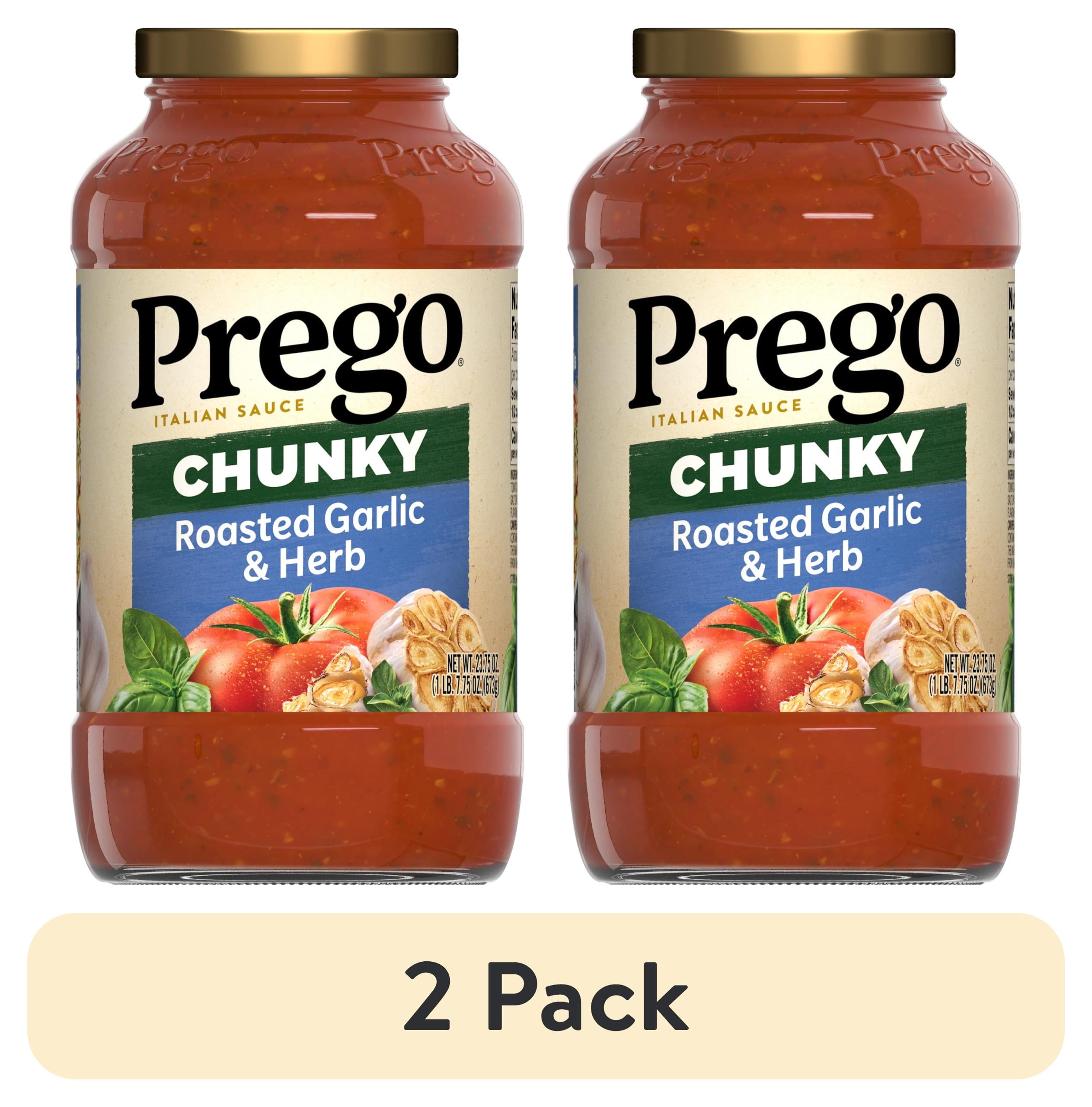 (2 pack) Prego Chunky Roasted Garlic and Herb Pasta Sauce, 23.75 oz Jar ...