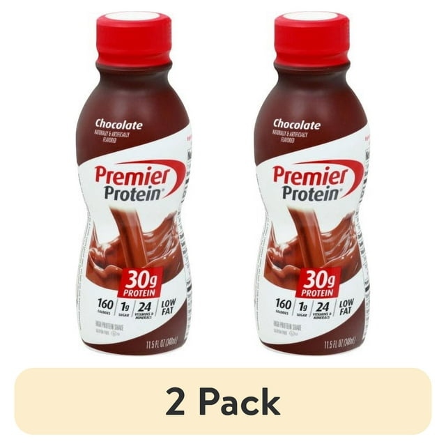(2 pack) Premier Protein Shake, Chocolate, 30g Protein, 11.5 fl oz, 1 Ct - Walmart.com