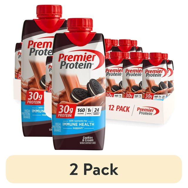 (2 pack) Premier Protein Shake, Cookies & Cream, 30g Protein, 11 fl oz ...