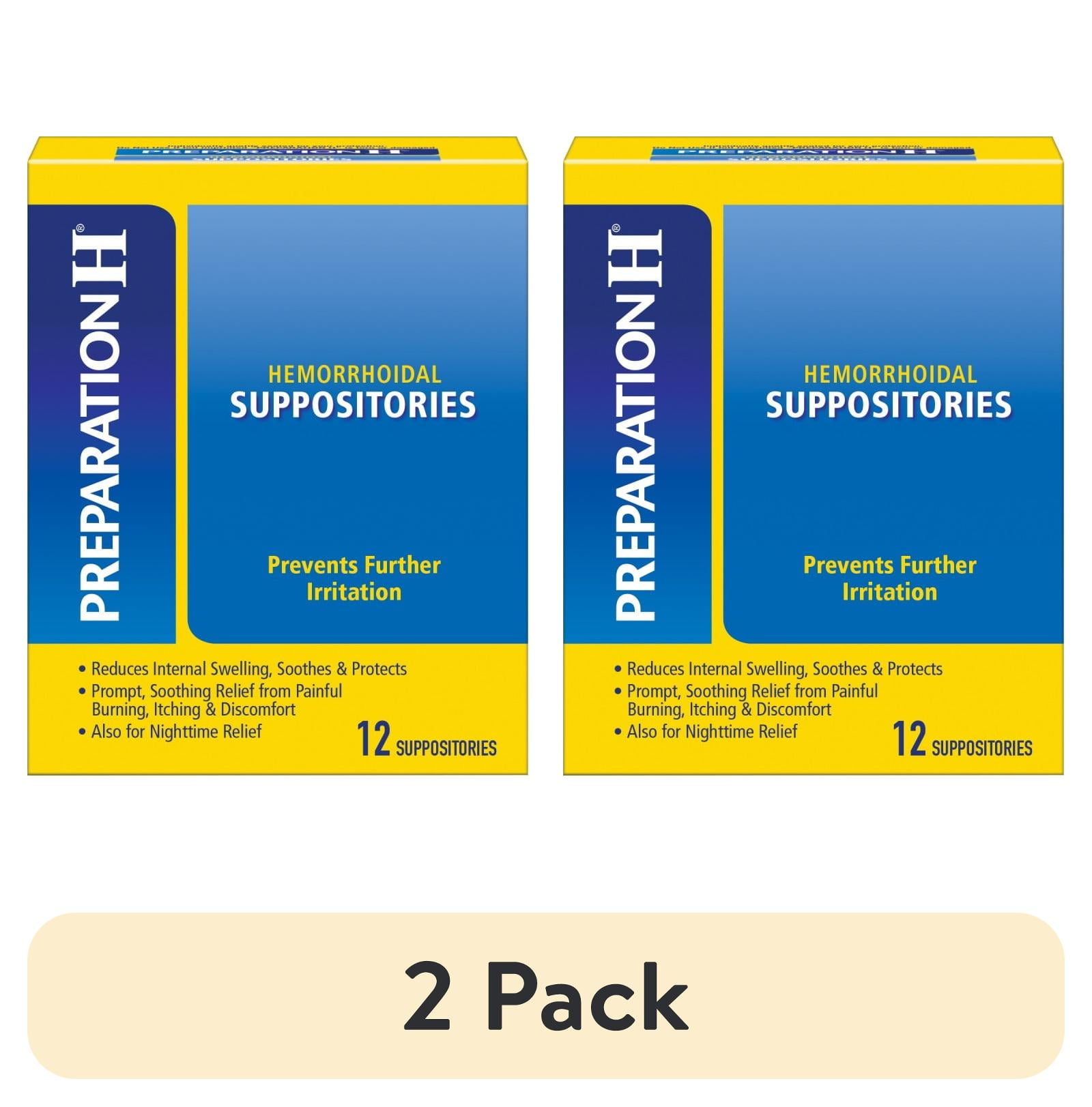 (2 pack) Preparation H Suppositories for Hemorrhoid Relief, Burning and ...
