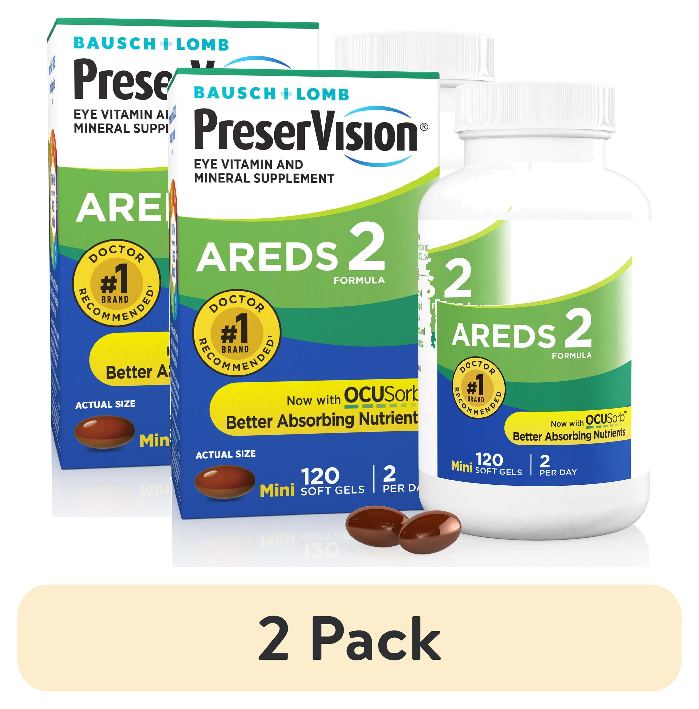 (2 pack) PreserVision AREDS 2 Eye Vitamin & Mineral Supplement with ...