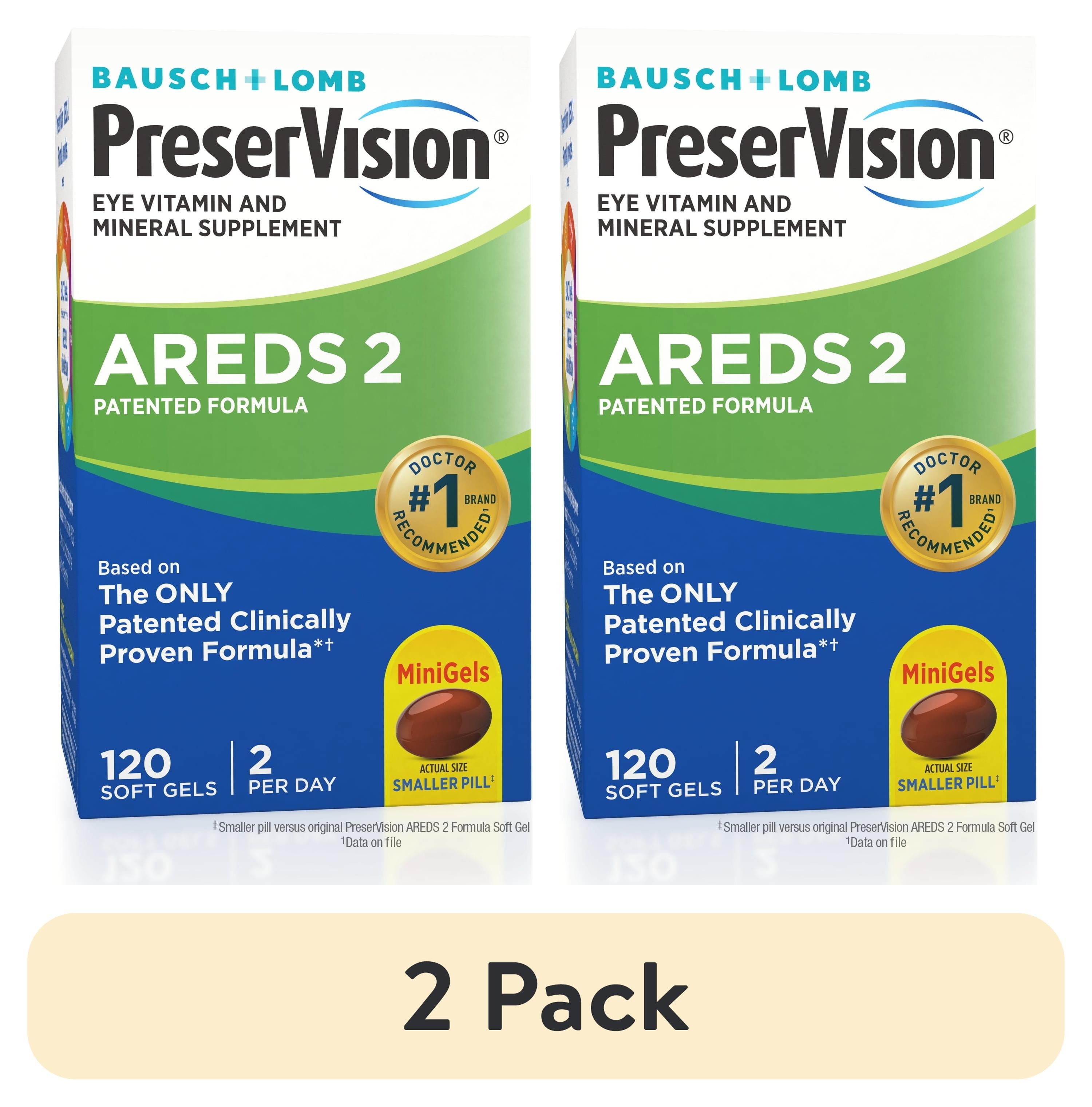 (2 pack) Preservision® AREDS 2 Vitamin & Mineral Supplement 120 Ct Soft Gels (Minigels)-Pack of ...