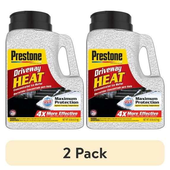(2 pack) Prestone 9.5 lb Driveway Heat Calcium Chloride Pellets Ice ...