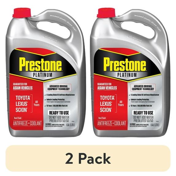(2 pack) Prestone Platinum Asian Red Antifreeze & Coolant Prediluted 50 ...