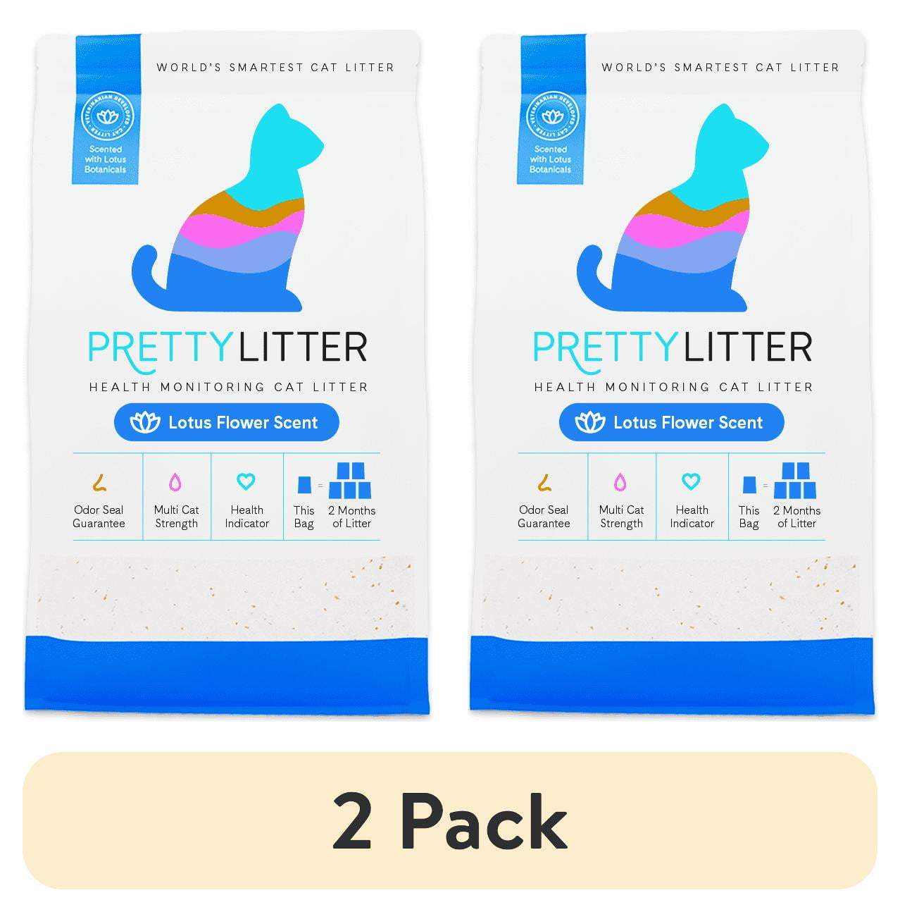 (2 pack) PrettyLitter Health Monitoring Cat Litter, Lotus Flower Scent ...