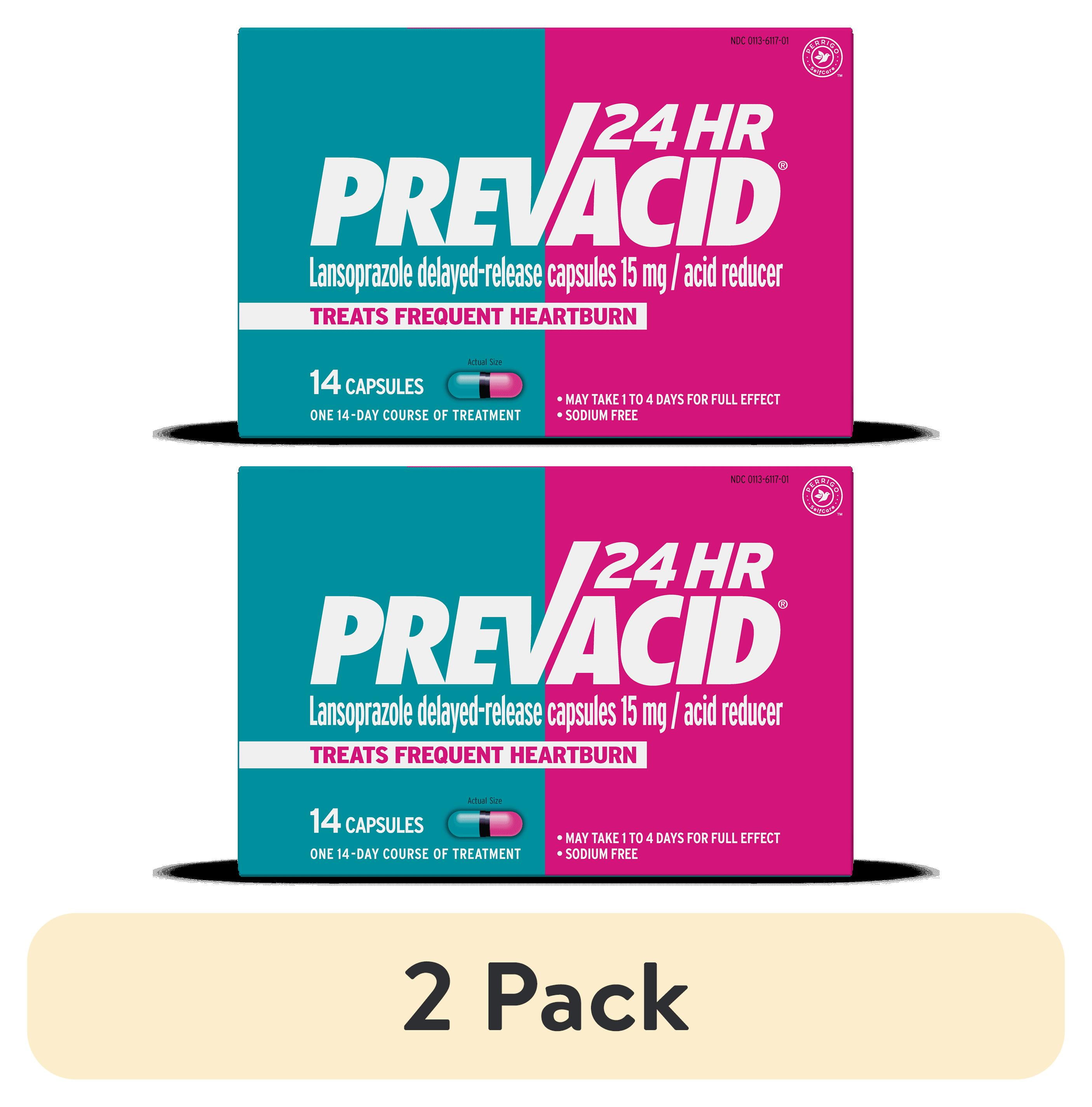 (2 pack) Prevacid 24HR Lansoprazole Delayed-Release Capsules for Heartburn Relief, 15 mg, 14 ...