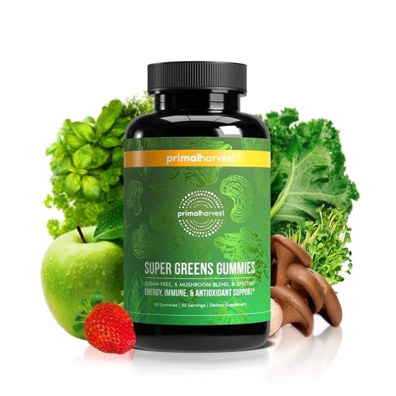 (2 pack) Primal Harvest Super Greens Gummies, 60 CT Superfood Blend ...