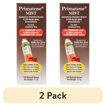 Primatene Mist Inhaler, Epinephrine Aerosol, 160 Metered Sprays for ...