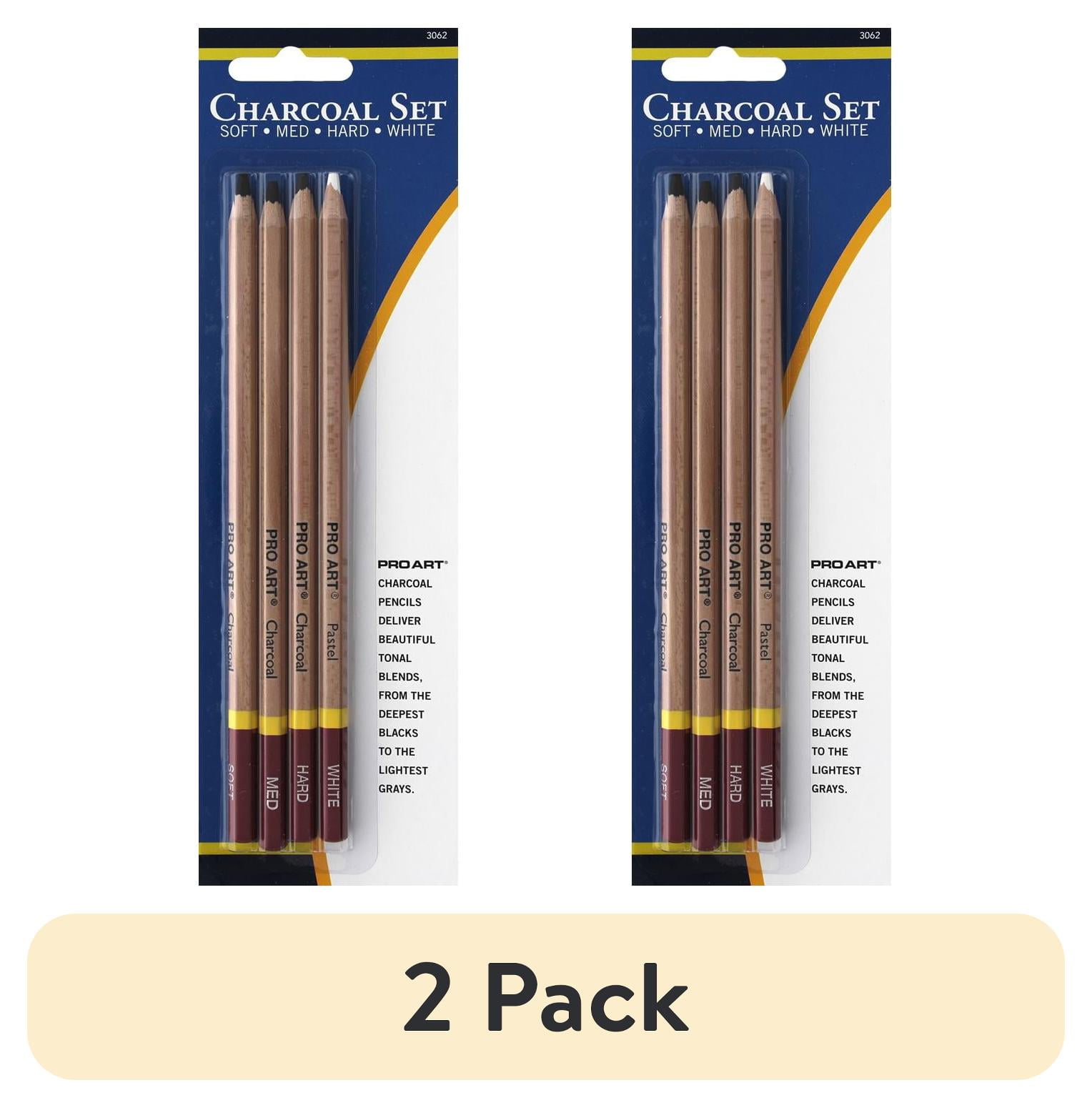 (2 pack) Pro Art Charcoal Pencil Set 3 Degree/White 4pc Carded ...