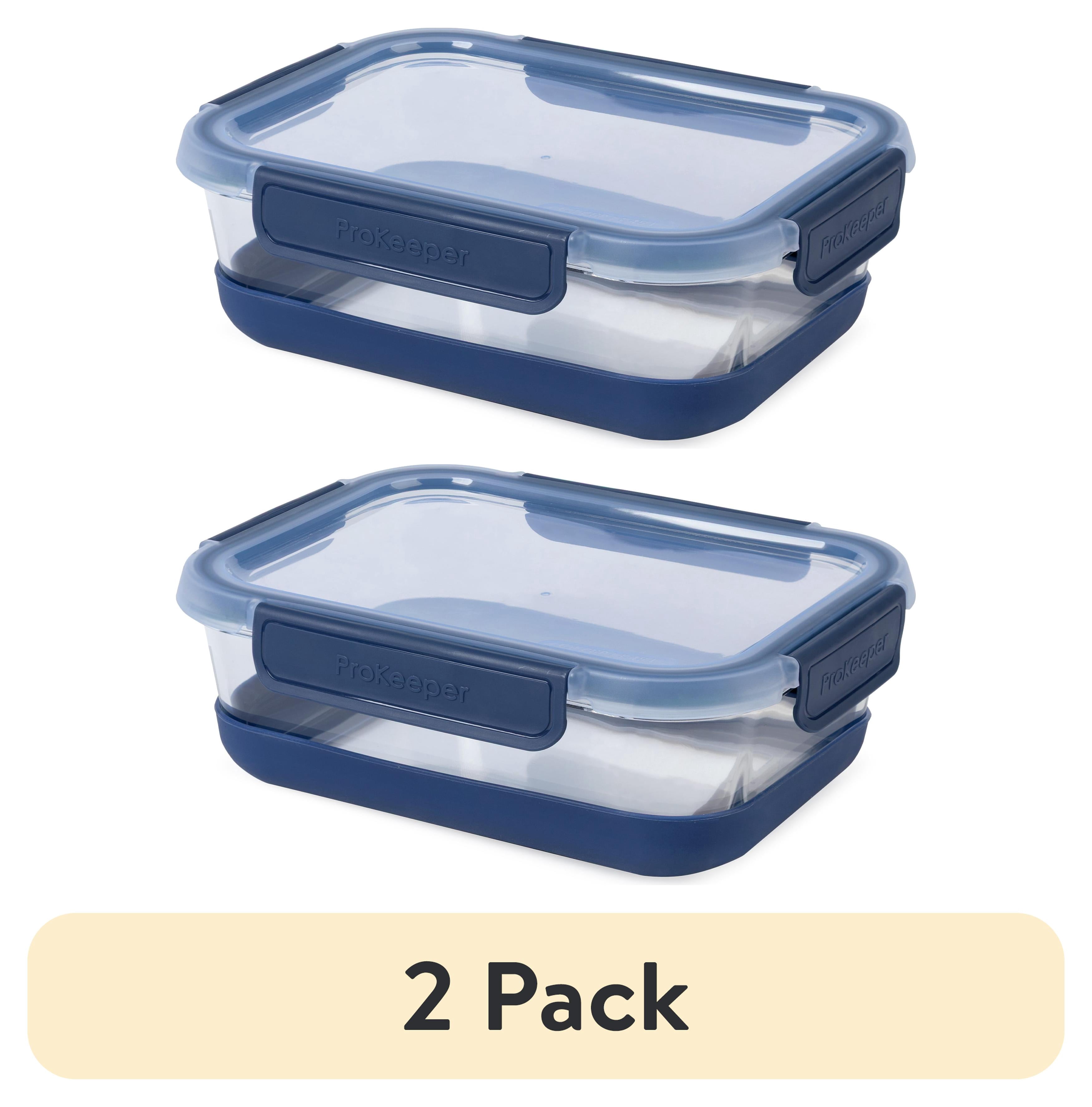 (2 pack) ProKeeper+ 6.1 Cup Glass Food Storage Container with Airtight ...