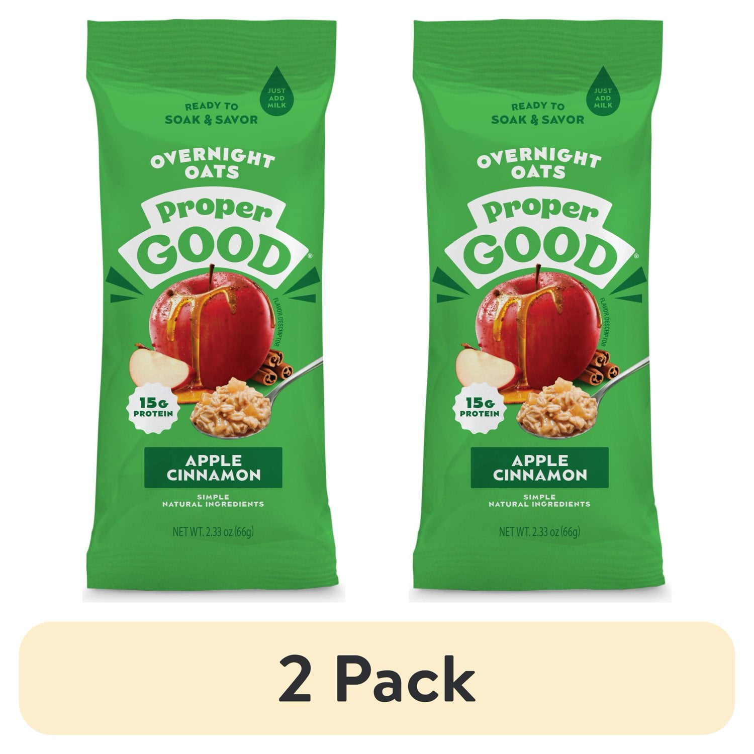 (2 pack) Proper Good Apple Cinnamon Overnight Oats with 15g Protein ...
