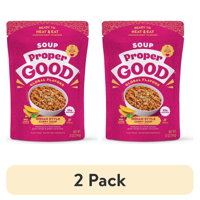 (2 pack) Proper Good Indian Style Curry Soup, Ready to Serve Meal ...