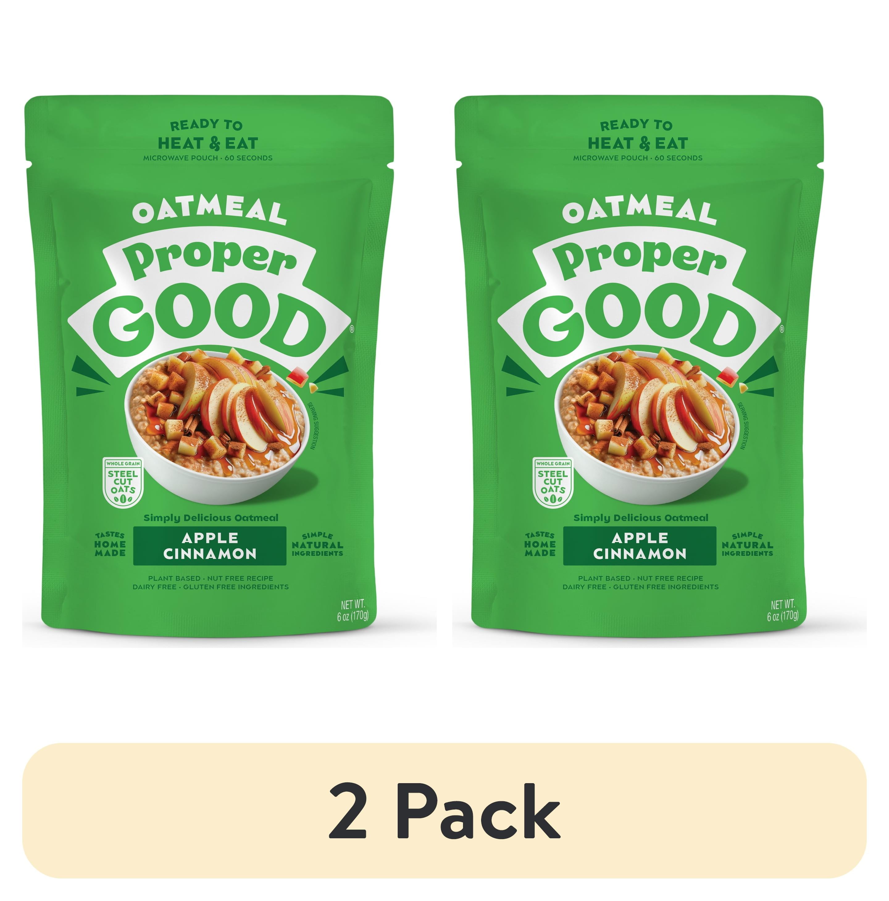 (2 pack) Proper Good Instant Apple Cinnamon Oatmeal, Steel Cut Oats ...