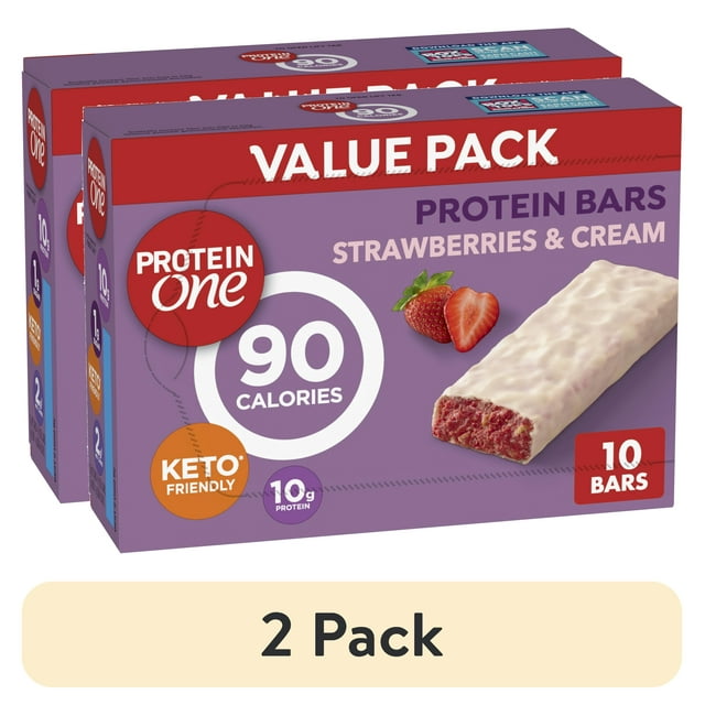 (2 pack) Protein One 90 Calorie Protein Bars, Strawberries and Cream ...