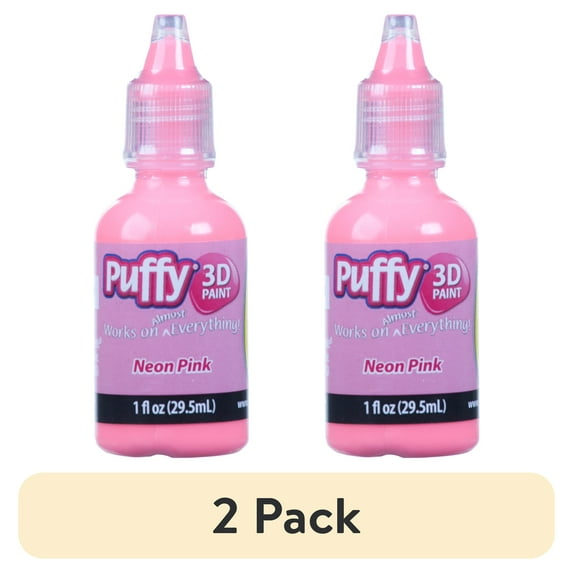 (2 pack) Puffy 3D Puff Paint, Fabric and Multi-Surface, Neon Pink, 1 fl ...