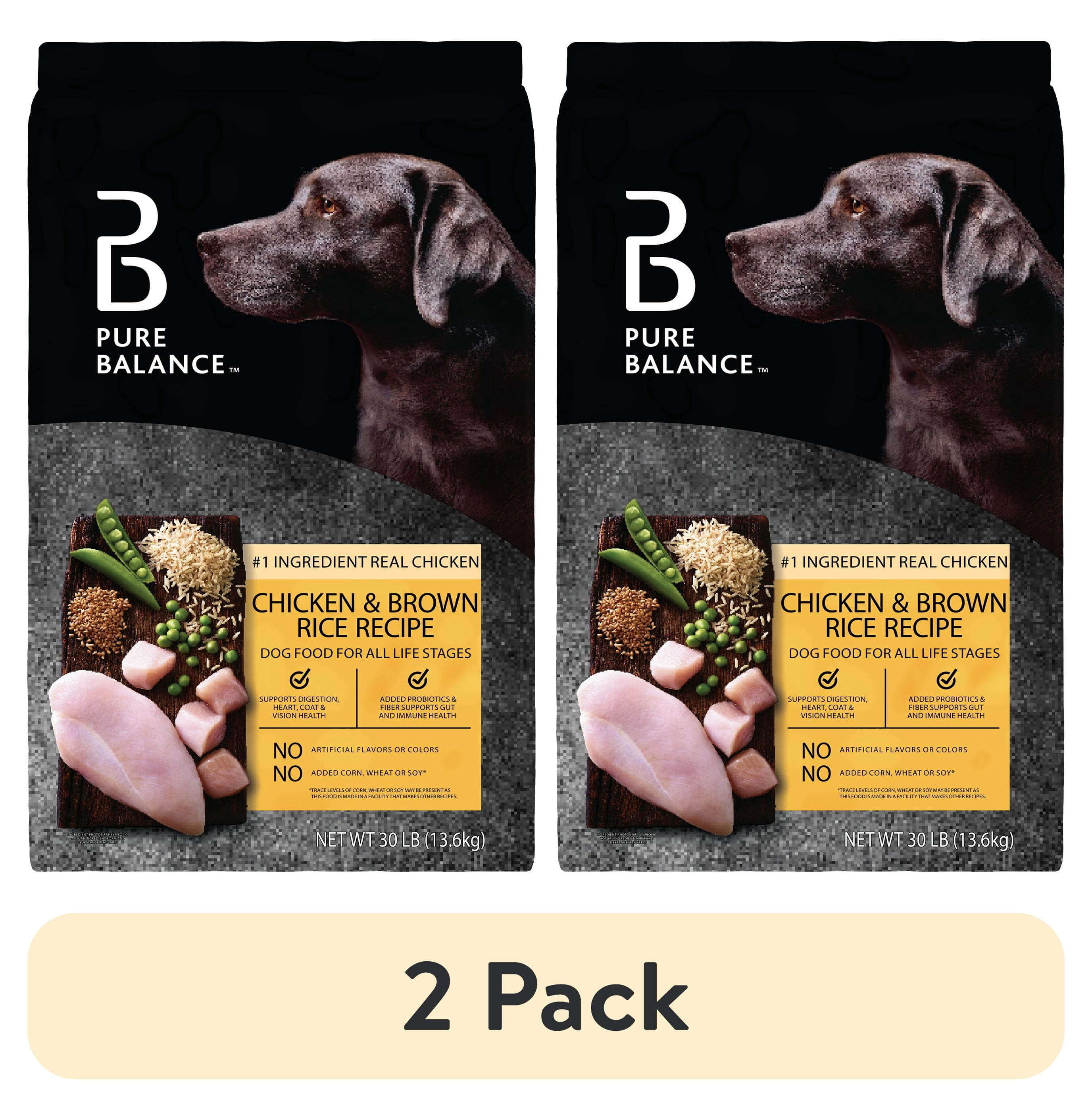 (2 pack) Pure Balance Chicken & Brown Rice Recipe Dry Dog Food, 30 lbs ...