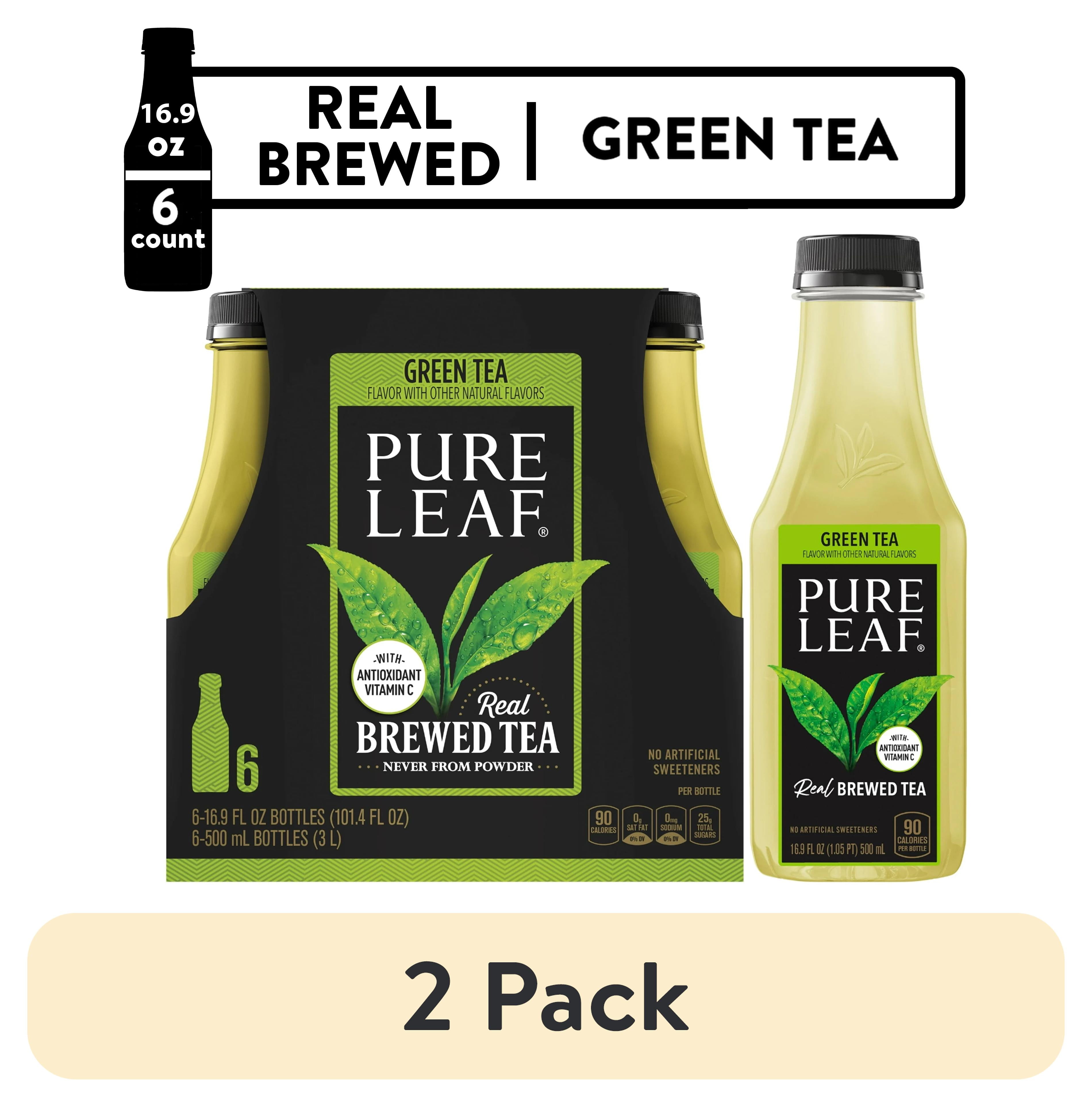 (2 pack) Pure Leaf Green Tea Iced Tea, Bottled Tea Drink, 16.9 fl oz, 6 ...