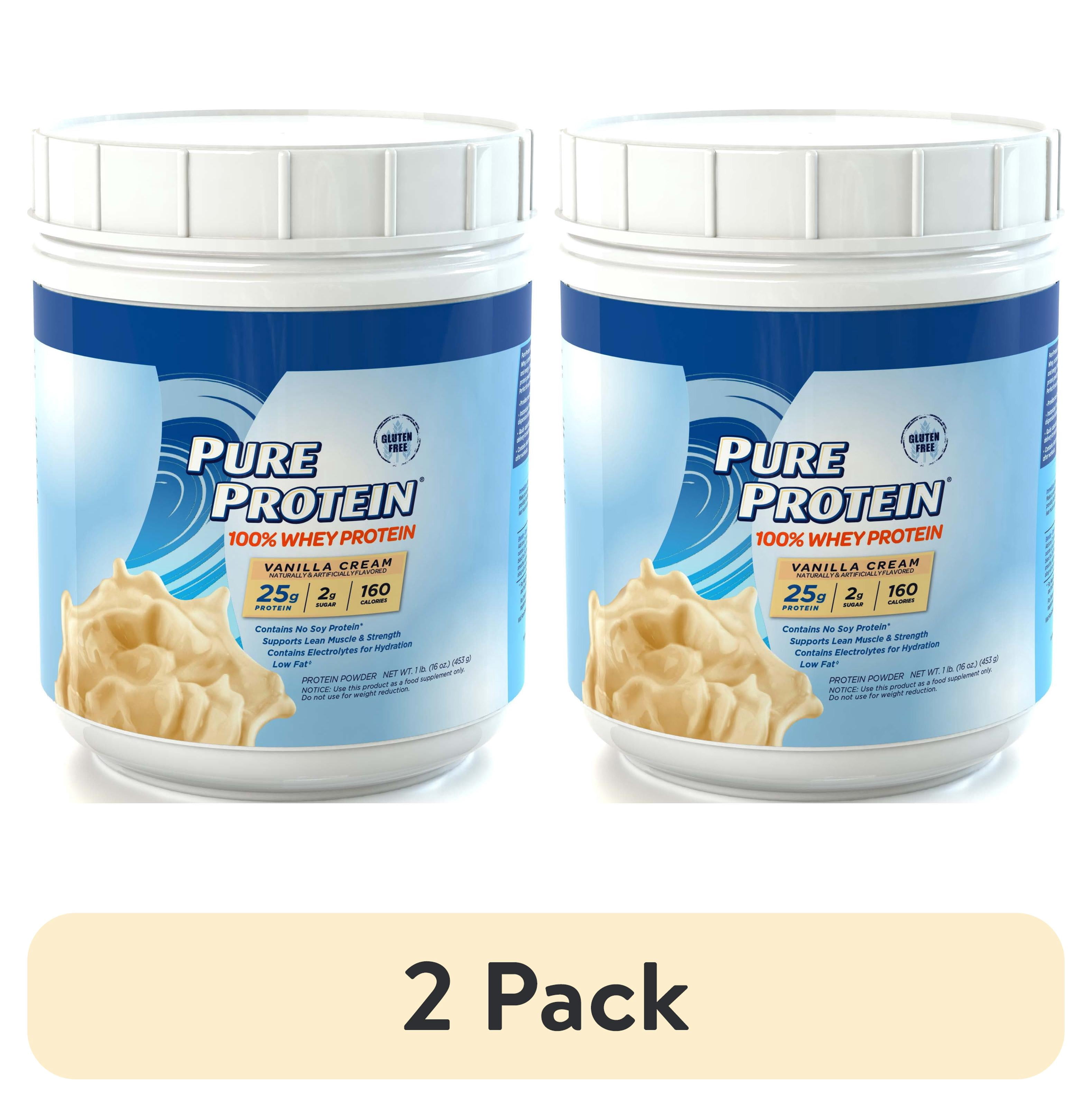 (2 pack) Pure Protein 100% Whey Protein Powder, Vanilla Cream, 25g ...